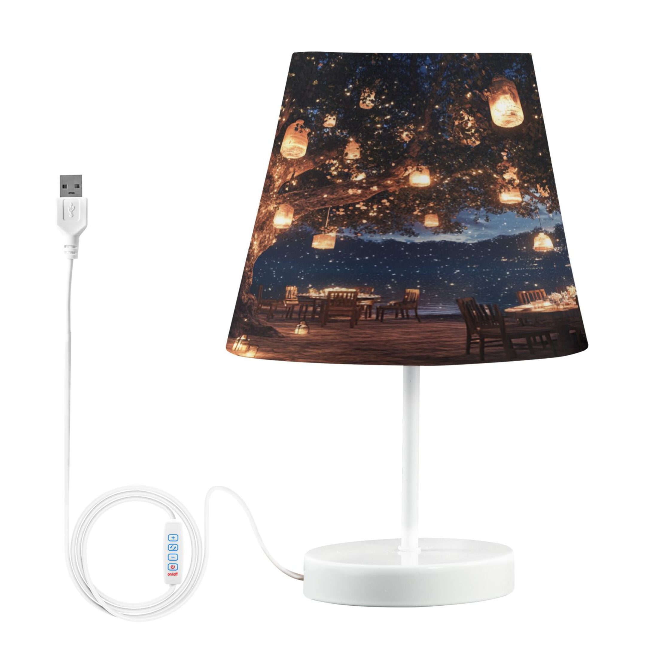 BZSMCE Table Lamp Creative Tree with Lanterns Simple Pattern Night ...
