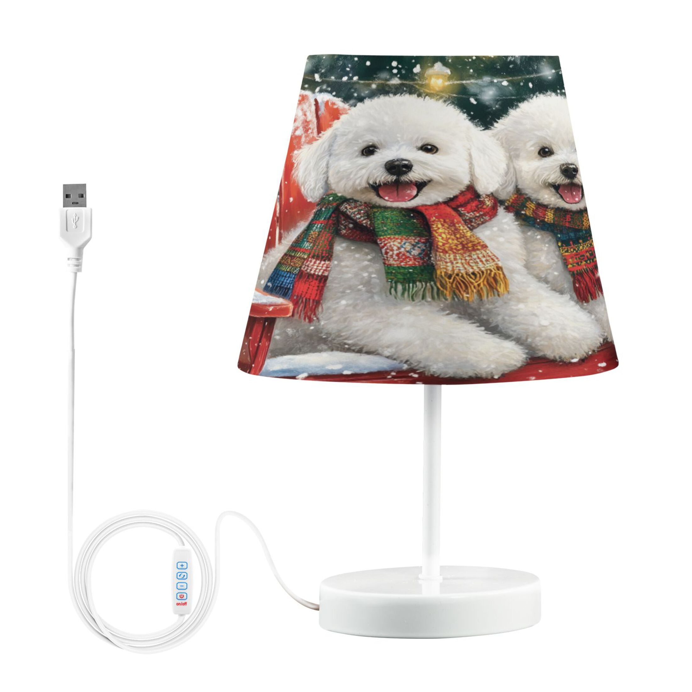 BZSMCE Table Lamp Creative Two Dogs Wearing Scarves Simple Pattern ...