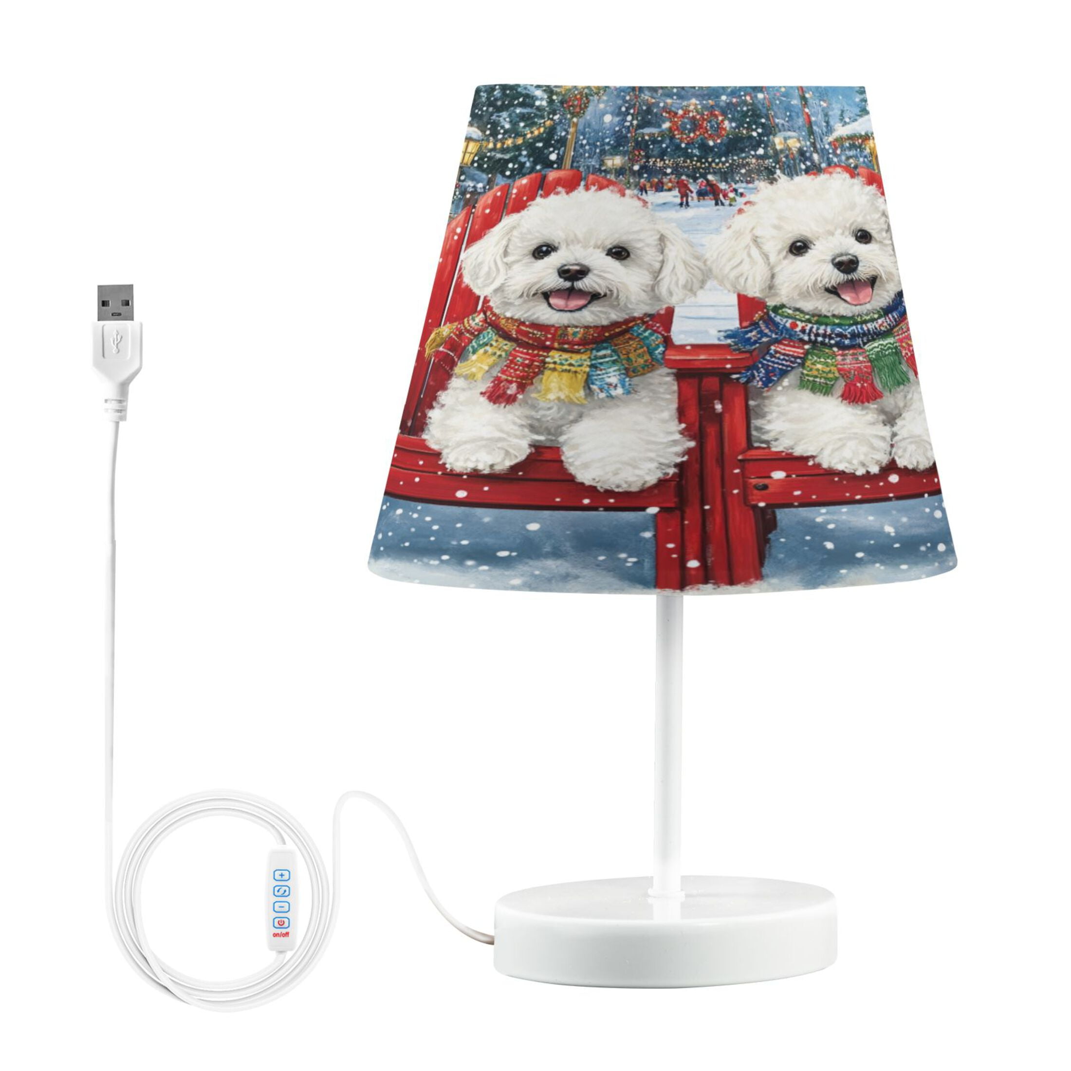 BZSMCE Table Lamp Creative Two Dogs in Winter_scene Simple Pattern ...