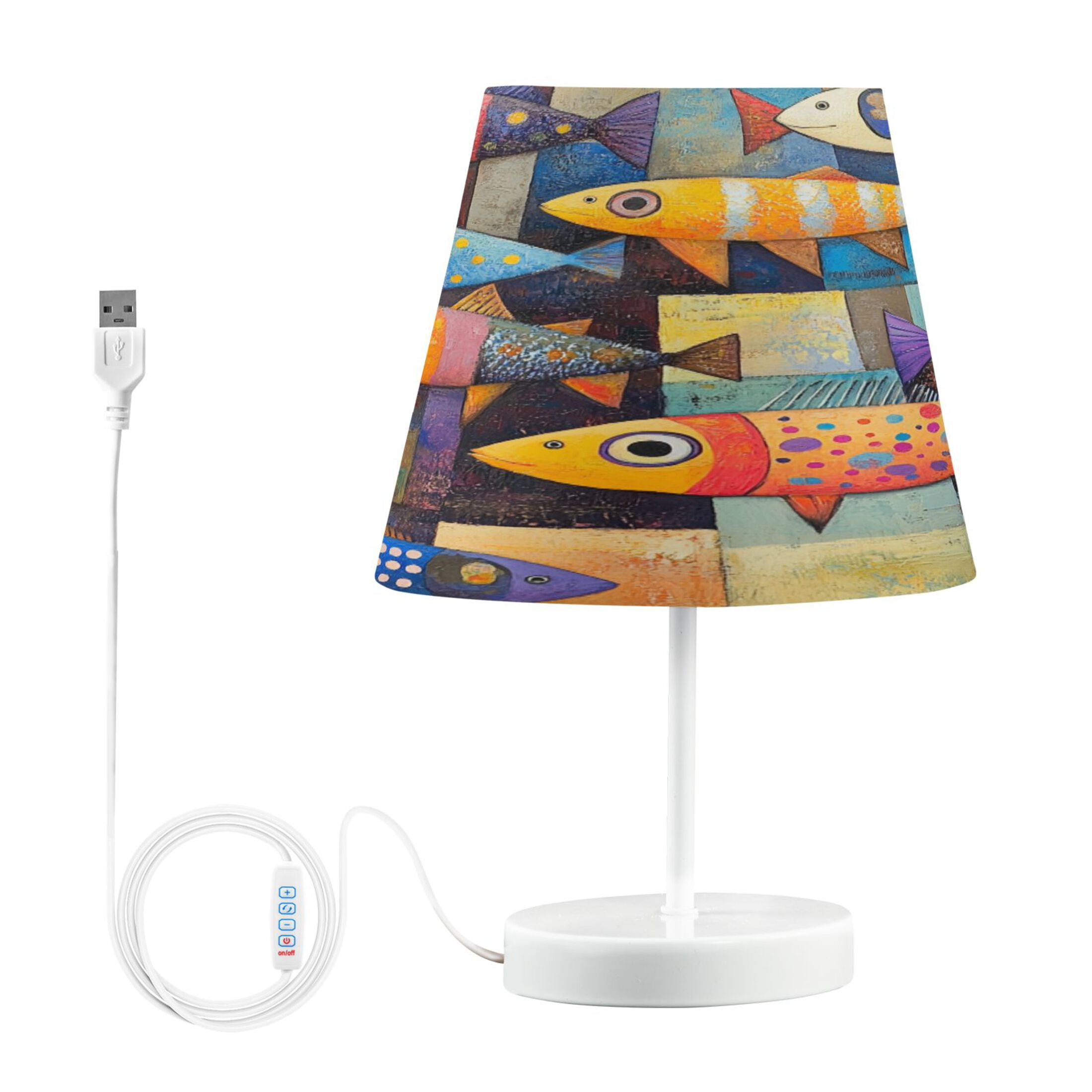 BZSMCE Table Lamp Creative Vibrant School Of Fish Pattern Simple ...