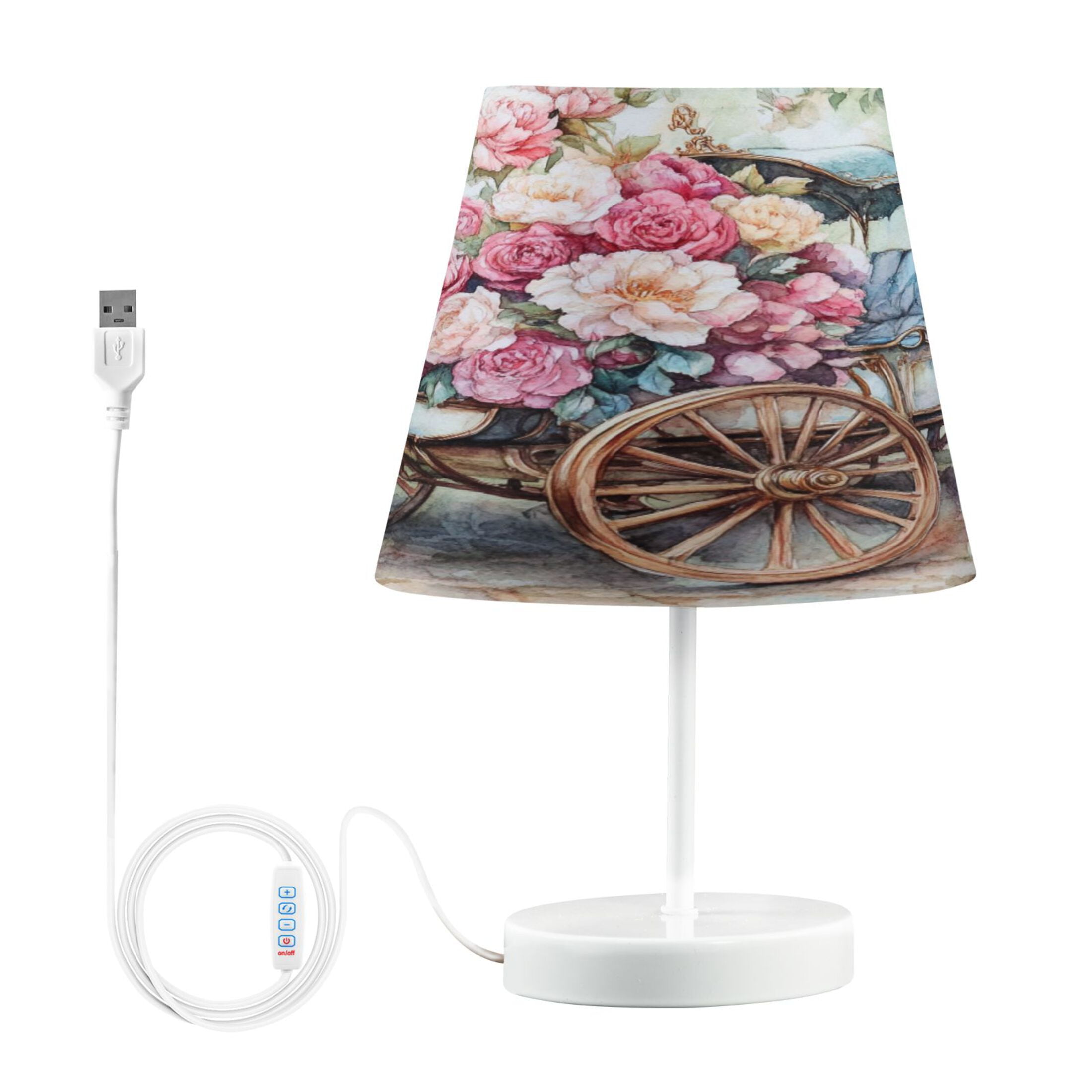 BZSMCE Table Lamp Creative Victorian Carriage with Roses Simple Pattern ...