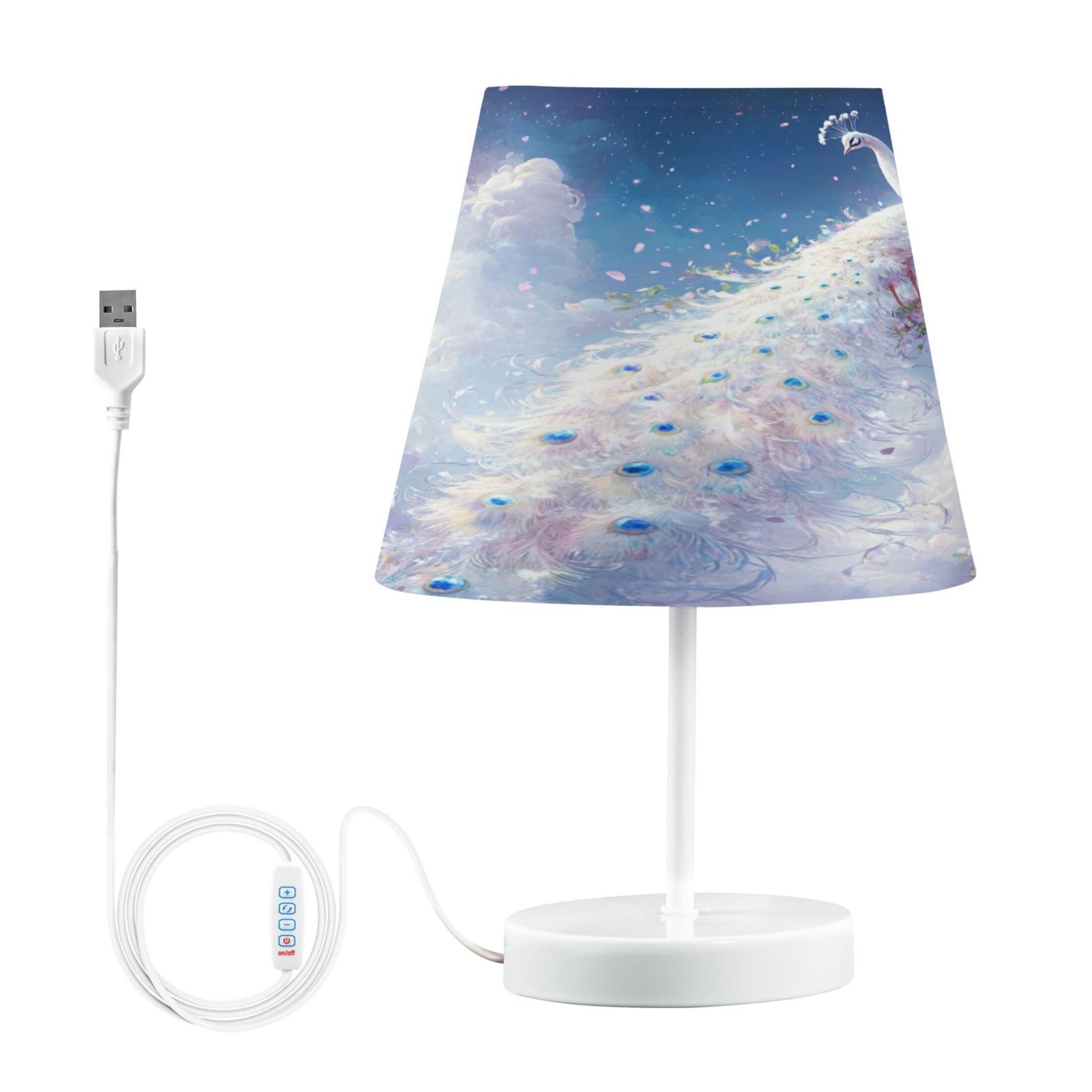 BZSMCE Table Lamp Creative White Peacock Simple Pattern Night Light ...