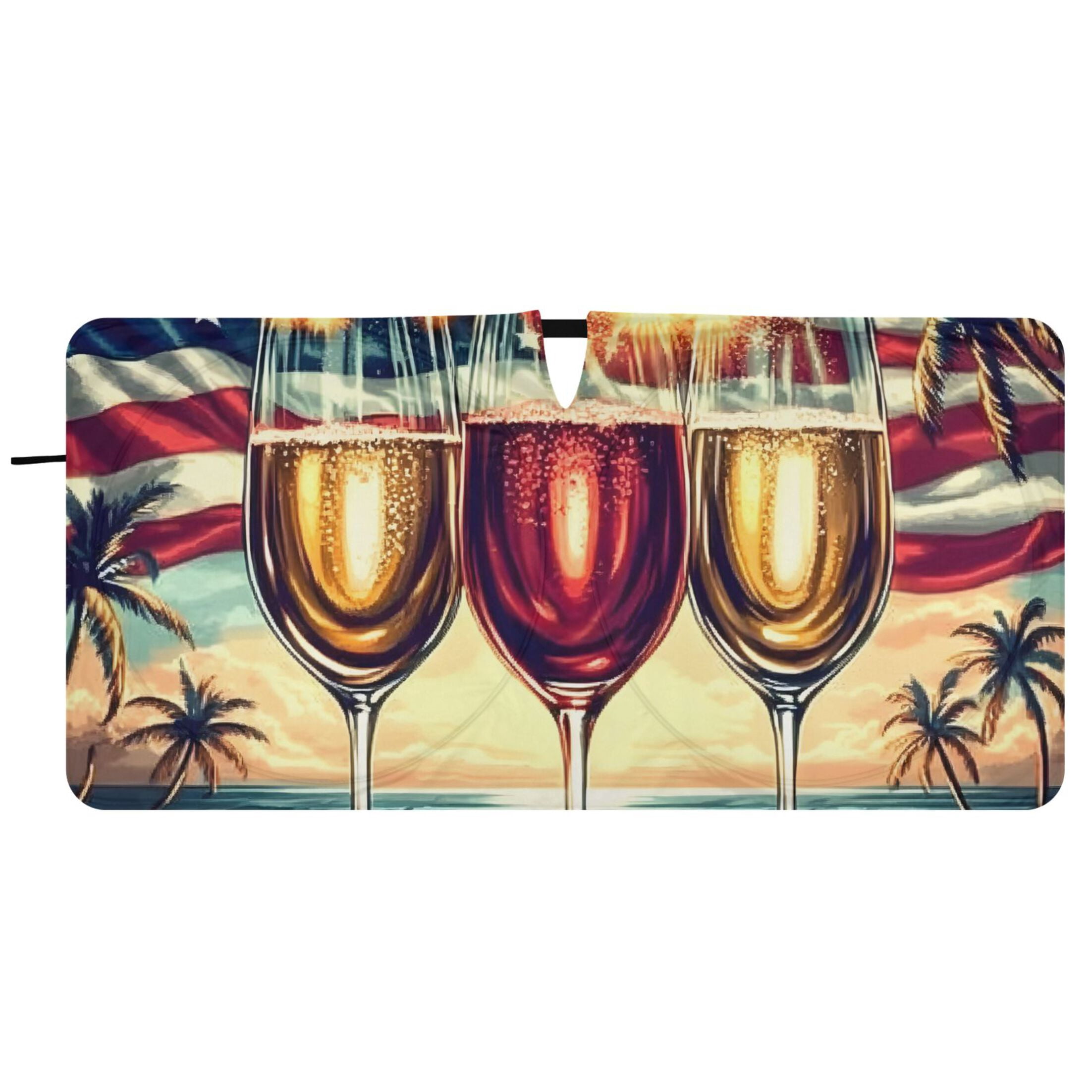 BZSMCE Tall Cup American Flag Shade Foldable UV Protection for Car SUV ...