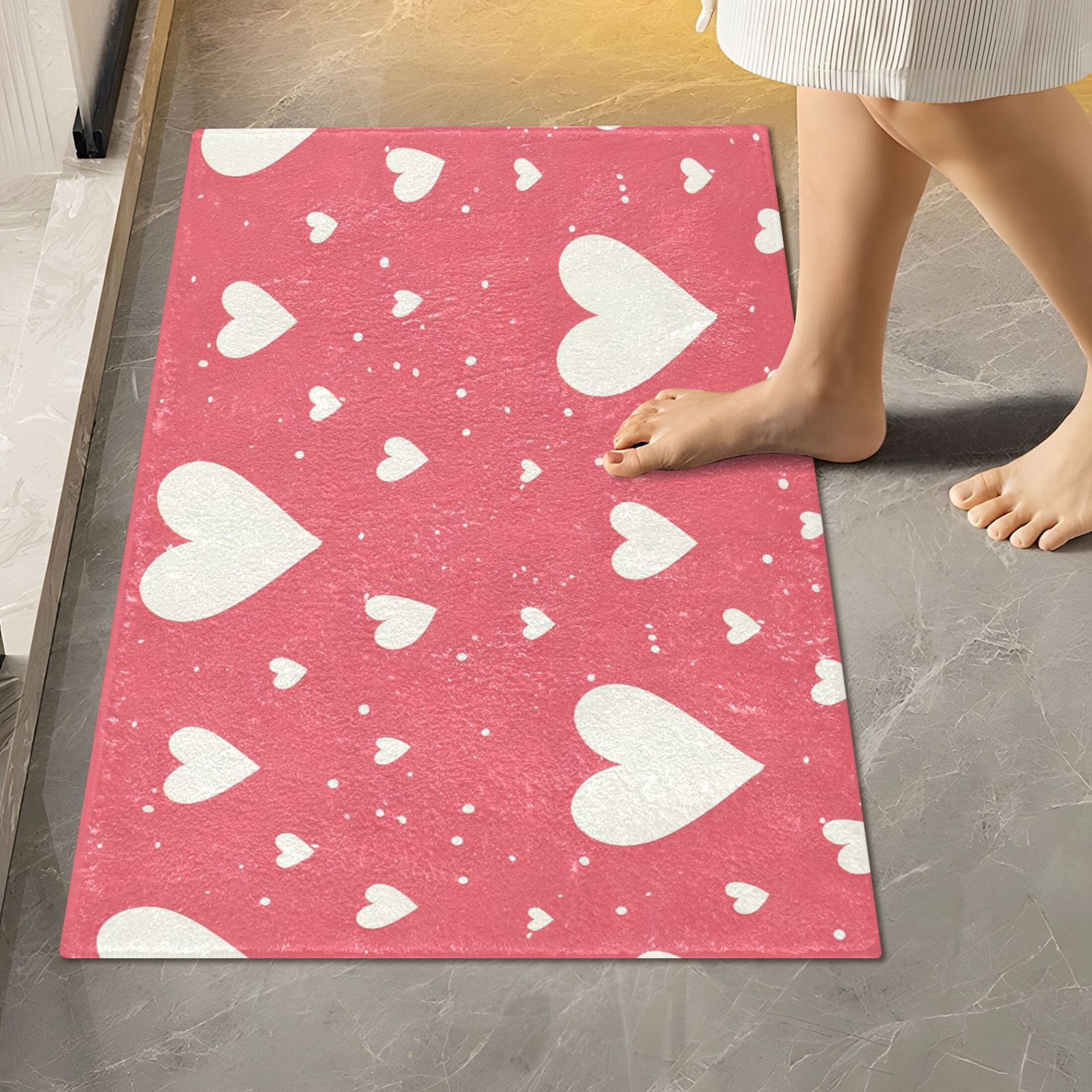 BZSMCE Tile Love Red Pattern Pattern 2-Piece Non-Slip Absorbent ...