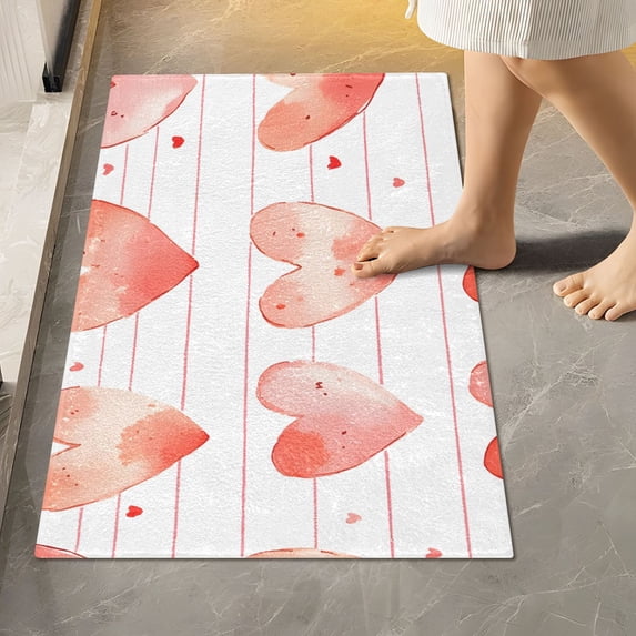 BZSMCE Tile Love Splash Ink Flat Red Pattern Pattern 2-Piece Non-Slip ...