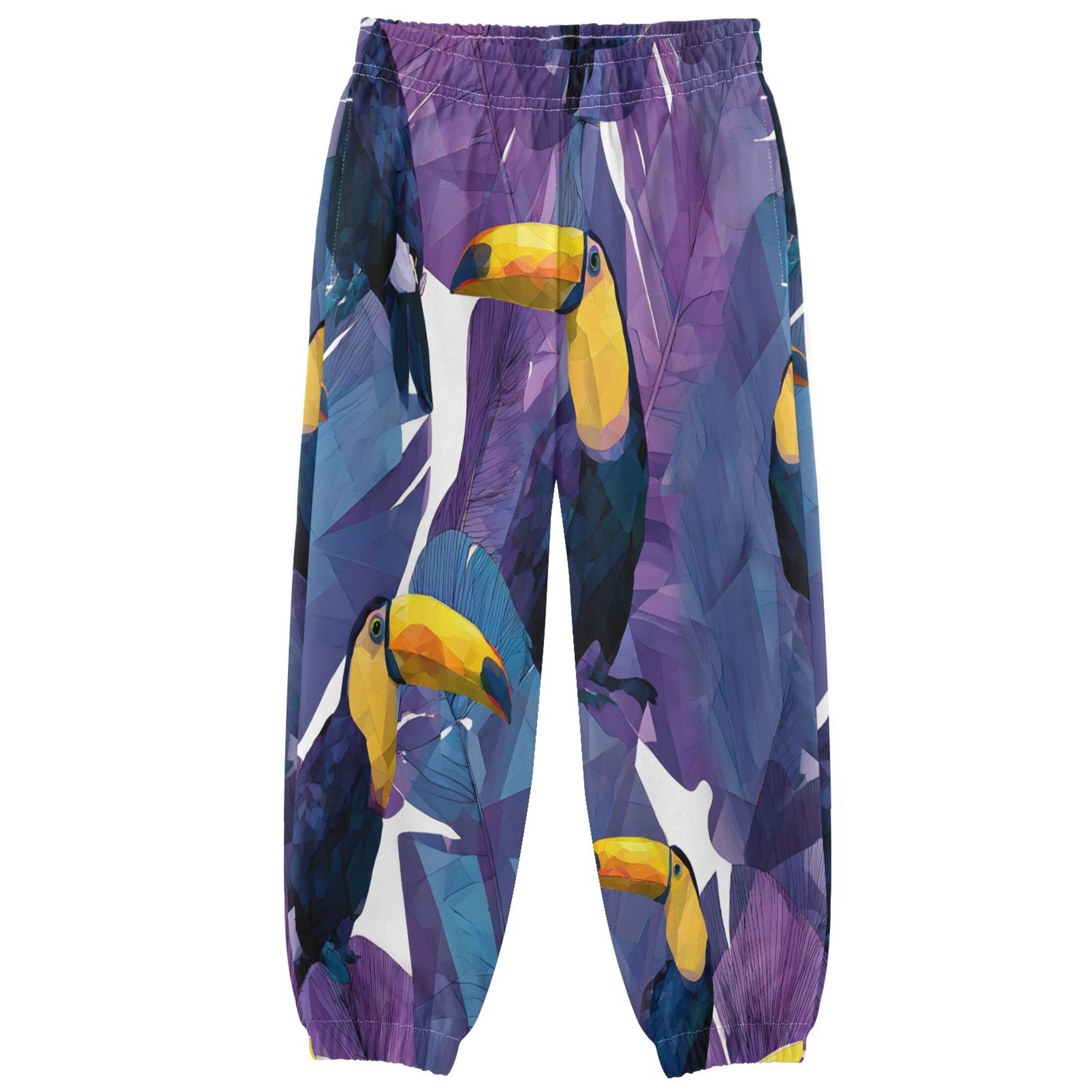 BZSMCE The Toucan Has Purple Leaves Pattern Print Elastic Waist Jogger ...