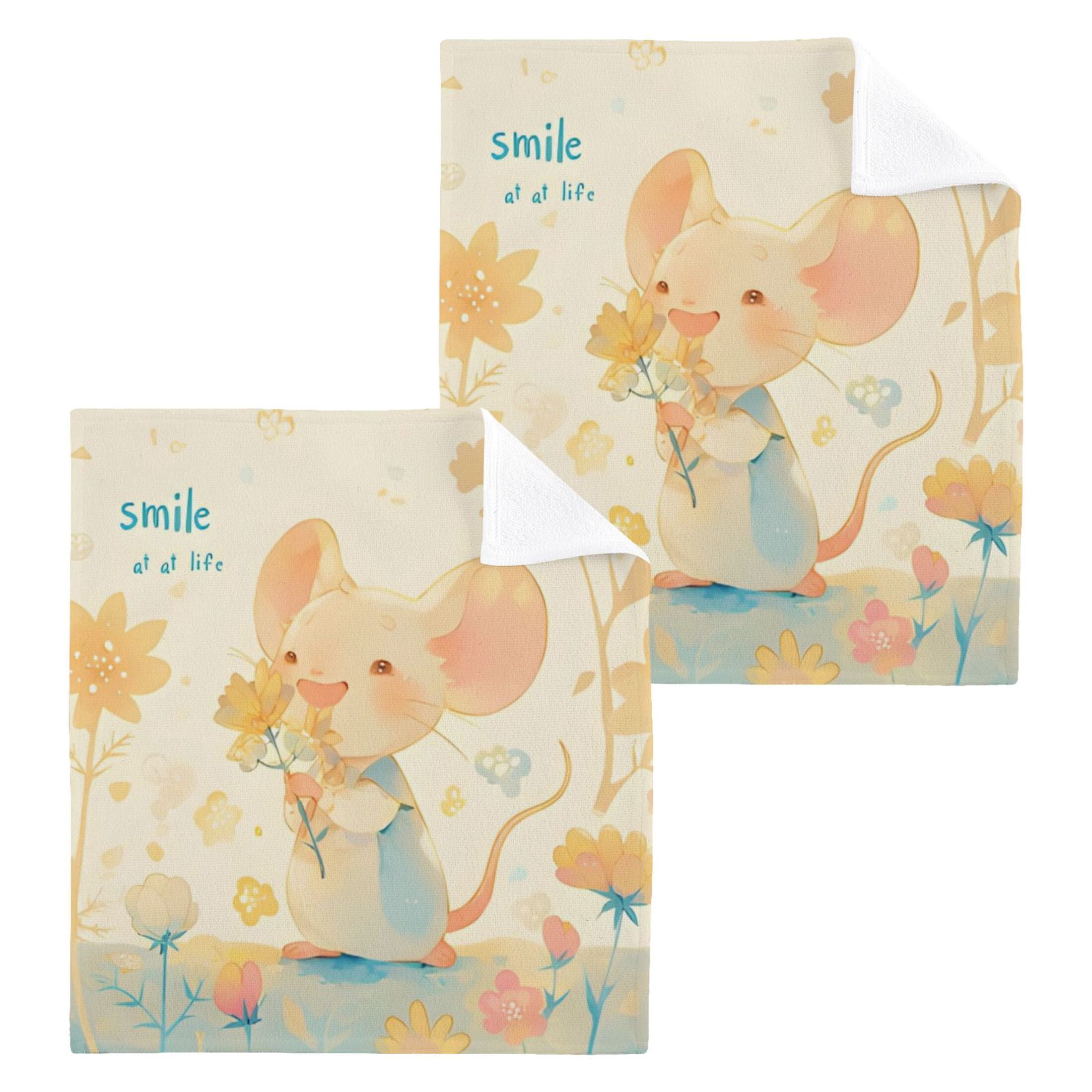 BZSMCE Towel Cotton Face Towel Soft Hand Towels Fashion Blossom Mouse’s ...