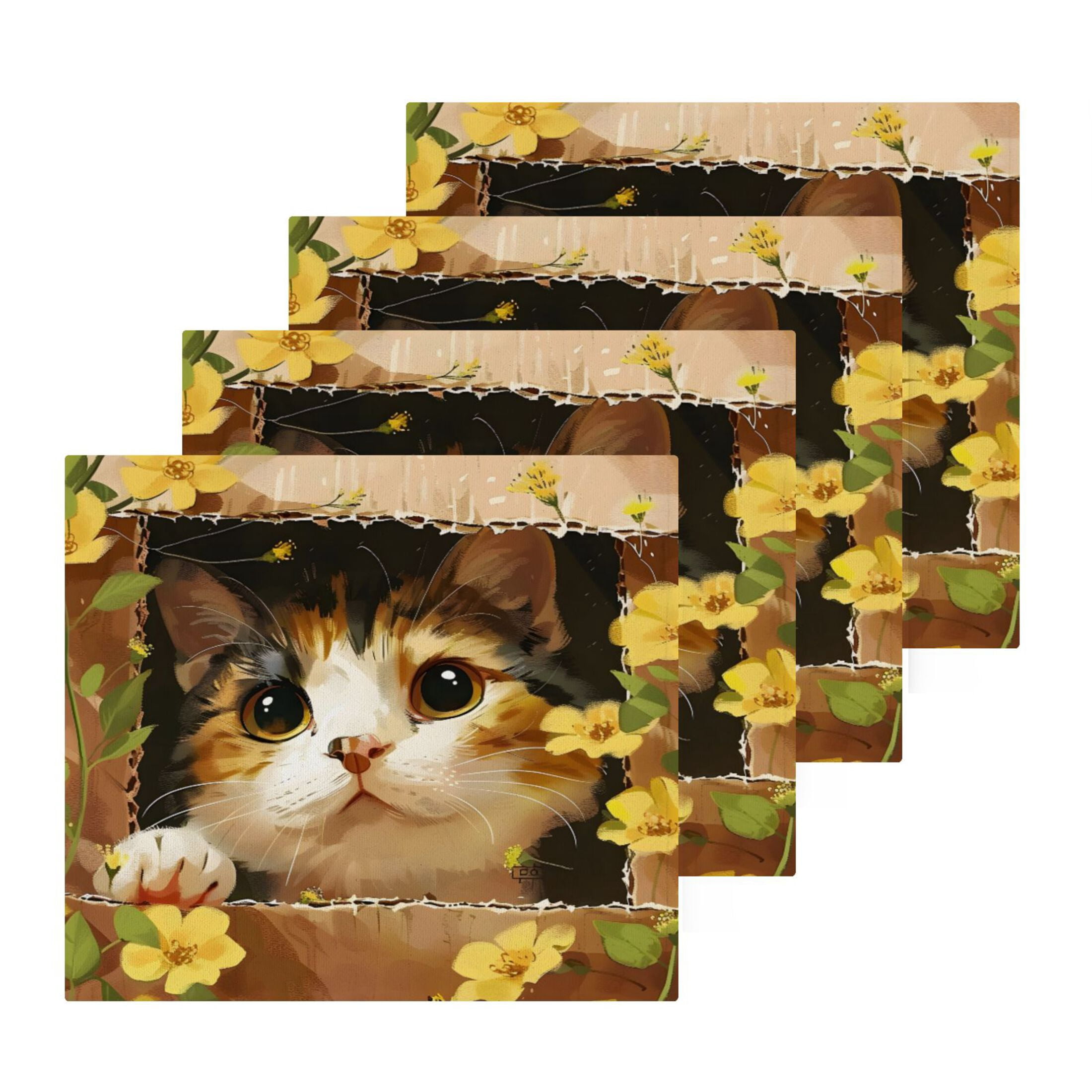 BZSMCE Towel Cotton Face Towel Soft Hand Towels Fashion Cat Cardboard ...