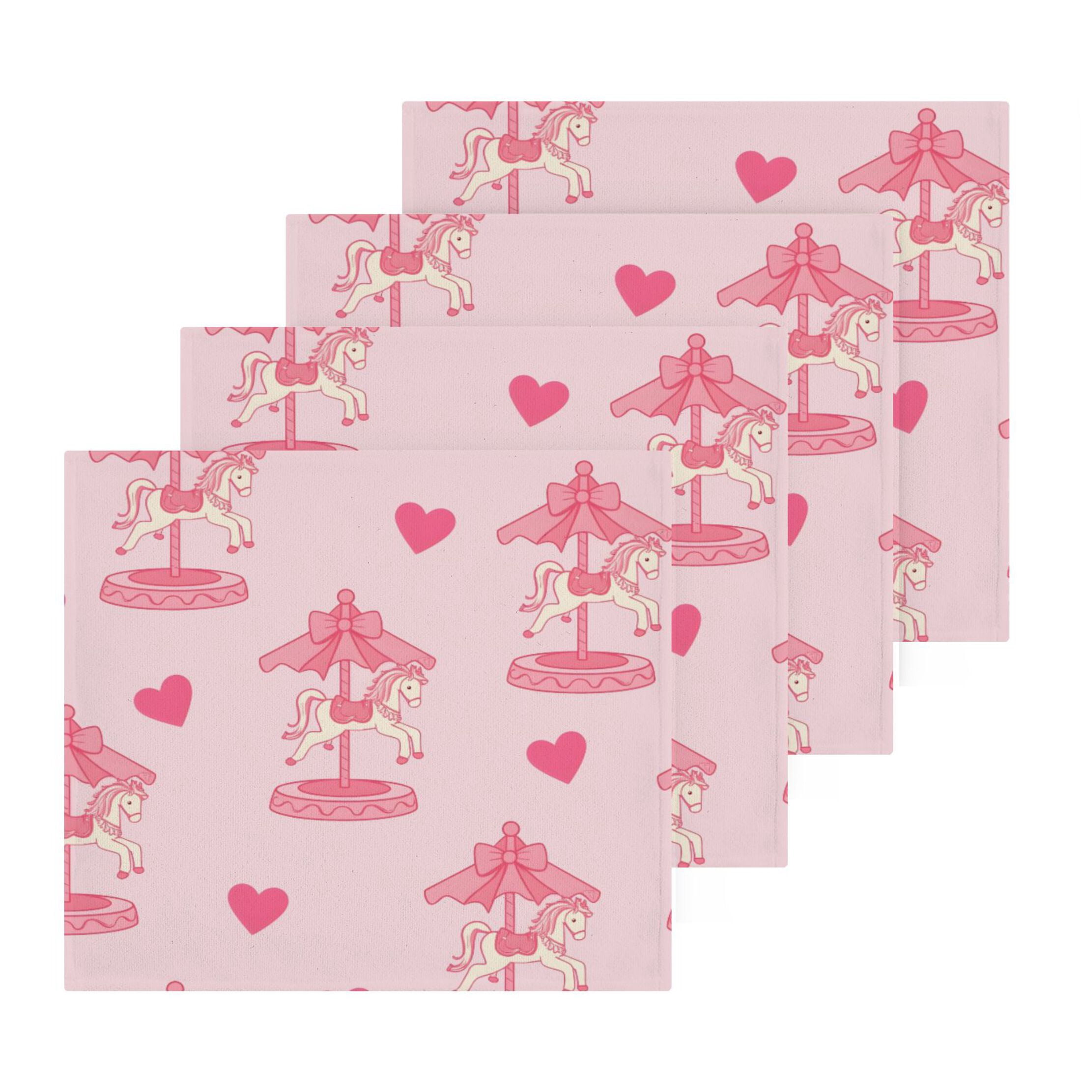 BZSMCE Towel Cotton Face Towel Soft Hand Towels Fashion Pink Carousel ...