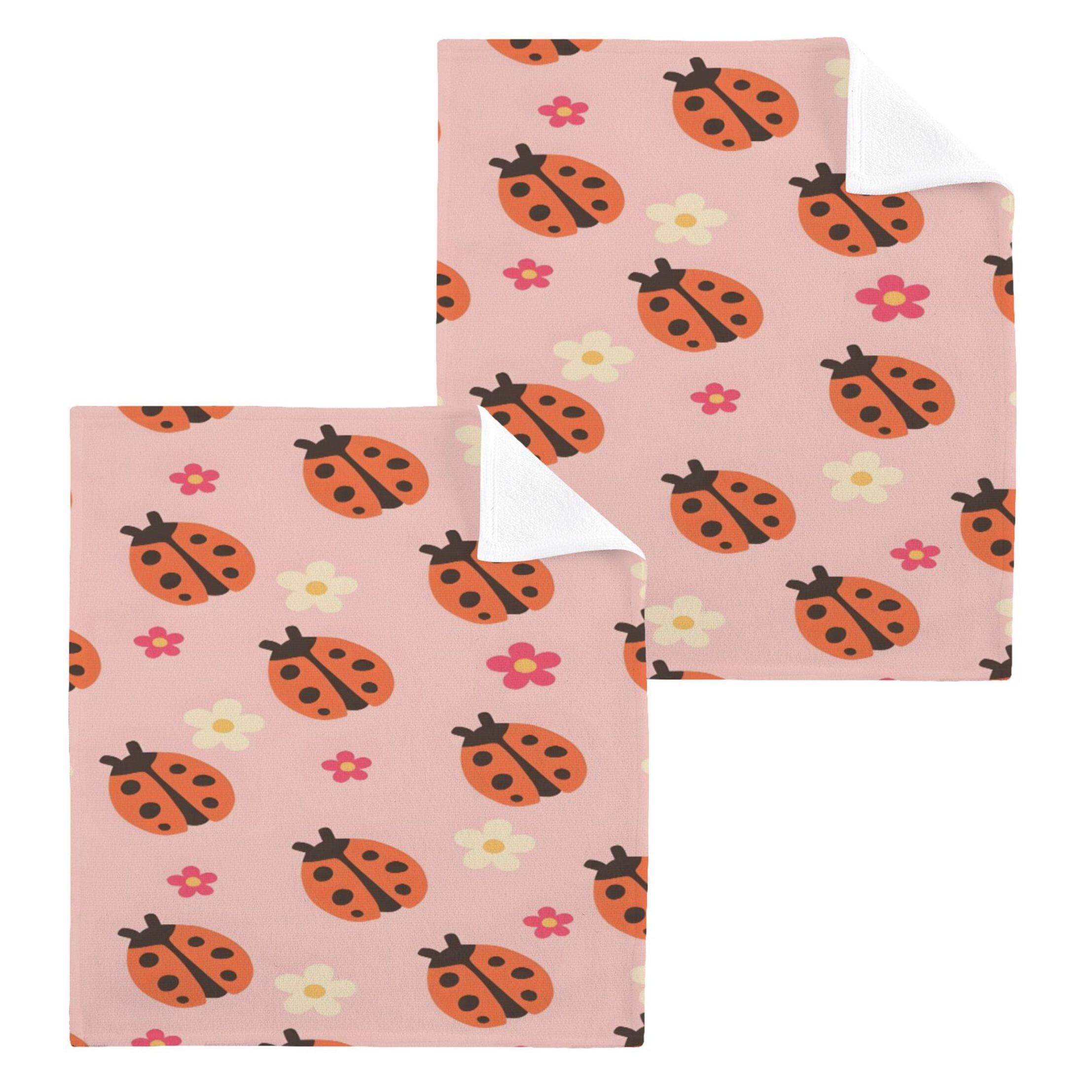 BZSMCE Towel Cotton Face Towel Soft Hand Towels Fashion Pink Ladybug ...