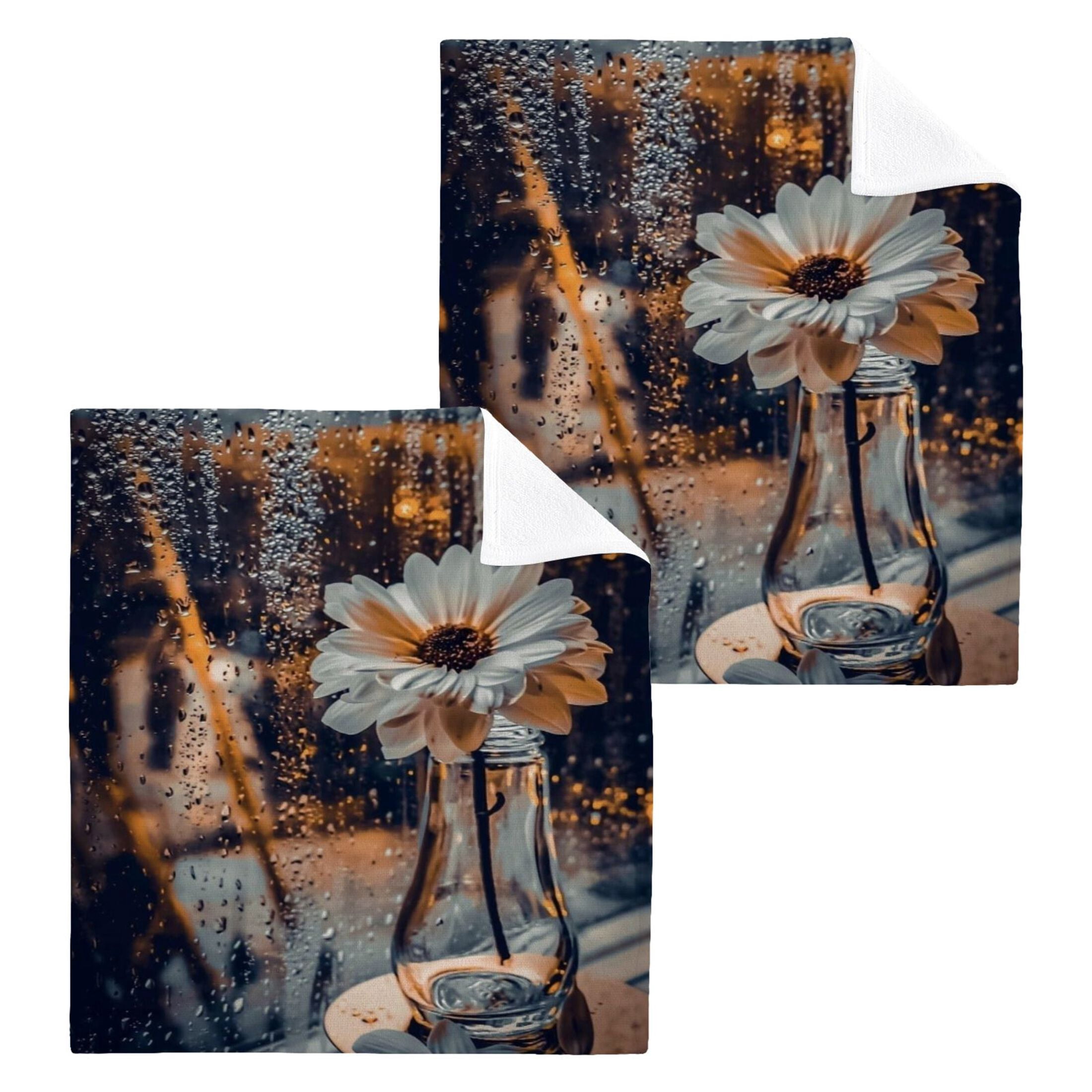 BZSMCE Towel Cotton Face Towel Soft Hand Towels Fashion Rainy Window ...