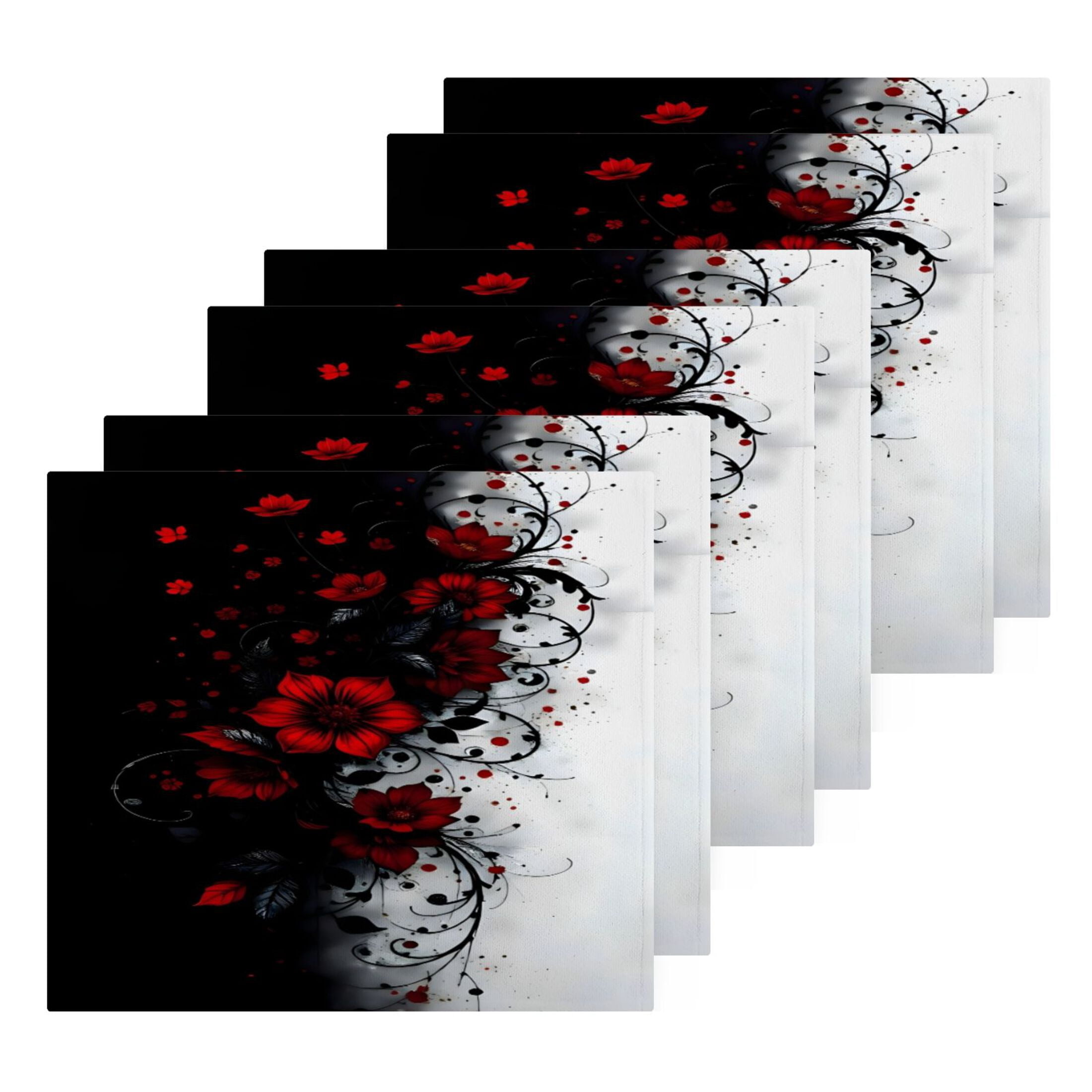 BZSMCE Towel Cotton Face Towel Soft Hand Towels Fashion Red Floral Dark ...