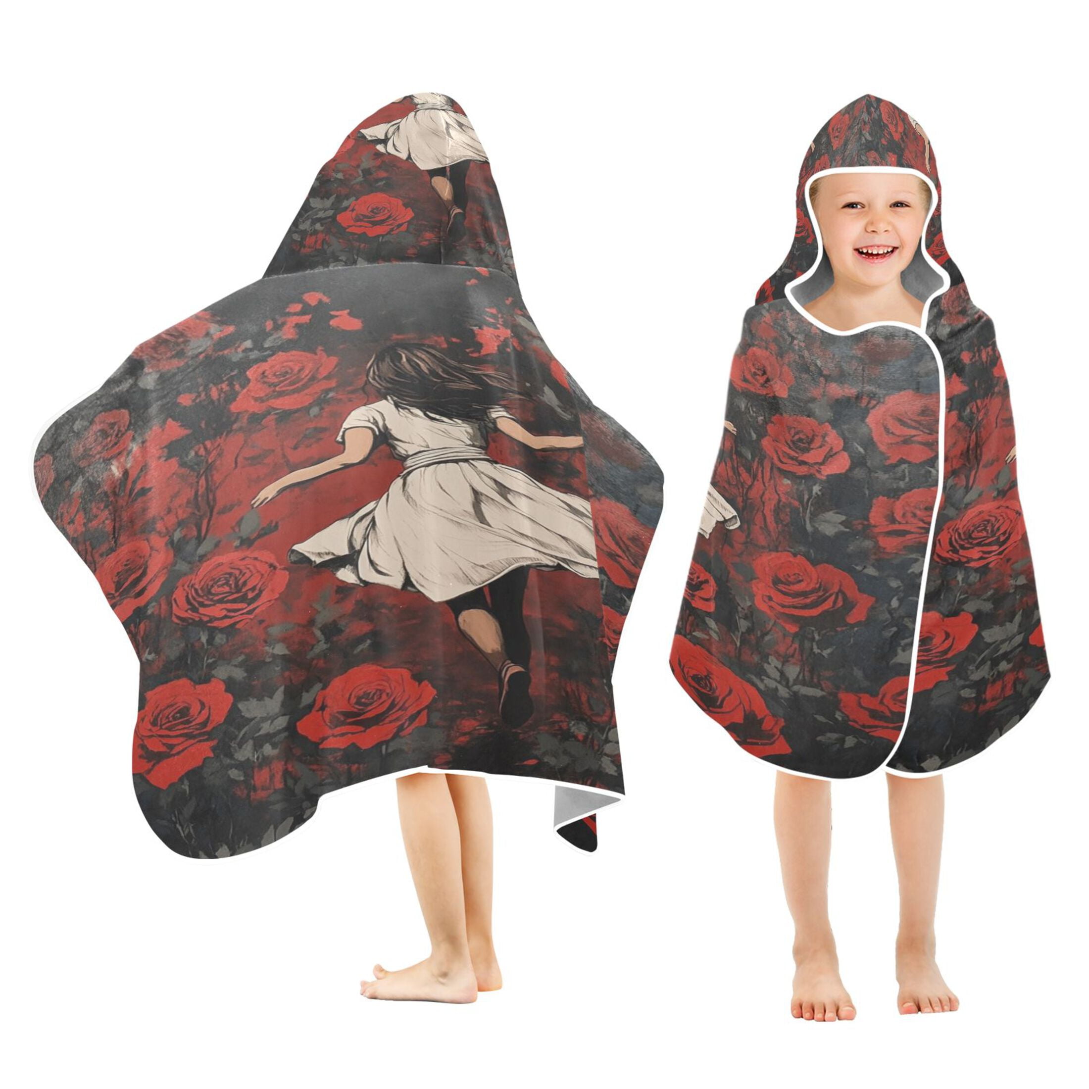 BZSMCE Towels Kids Hooded Beach Towel Run for Roses Pattern Pool Bath ...