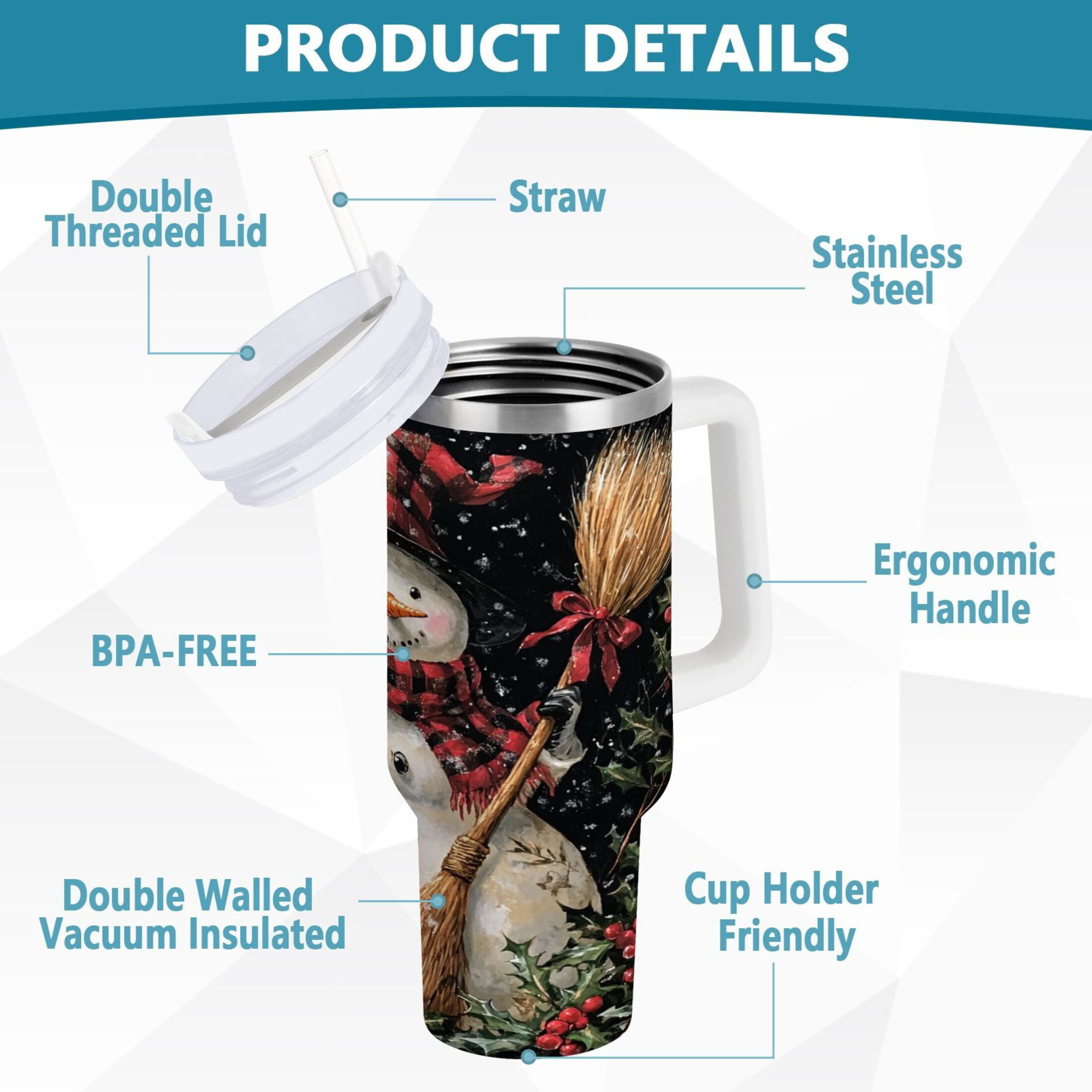 BZSMCE Tumbler 40oz Insulated Stainless Creative Beautiful Winter ...