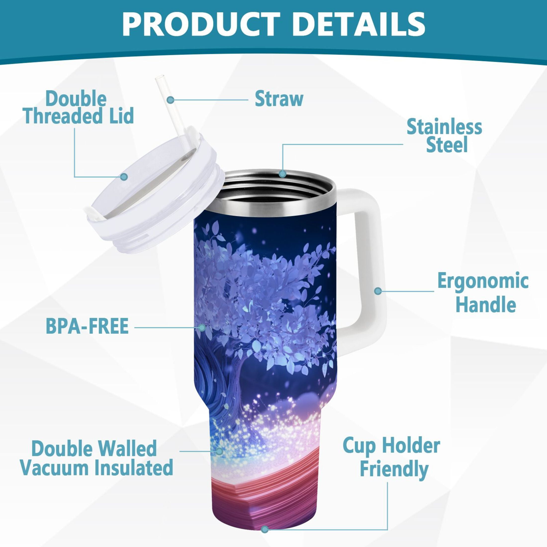 YAZAOO Tumbler 40oz Insulated Stainless Creative Magic Book Tree ...