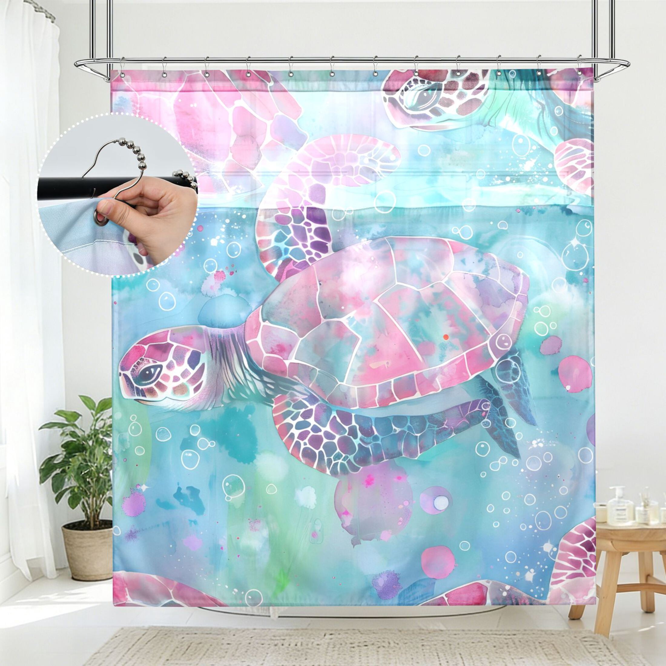 BZSMCE Turtle Fantasy Watercolor Pattern Pattern Bathroom Shower ...