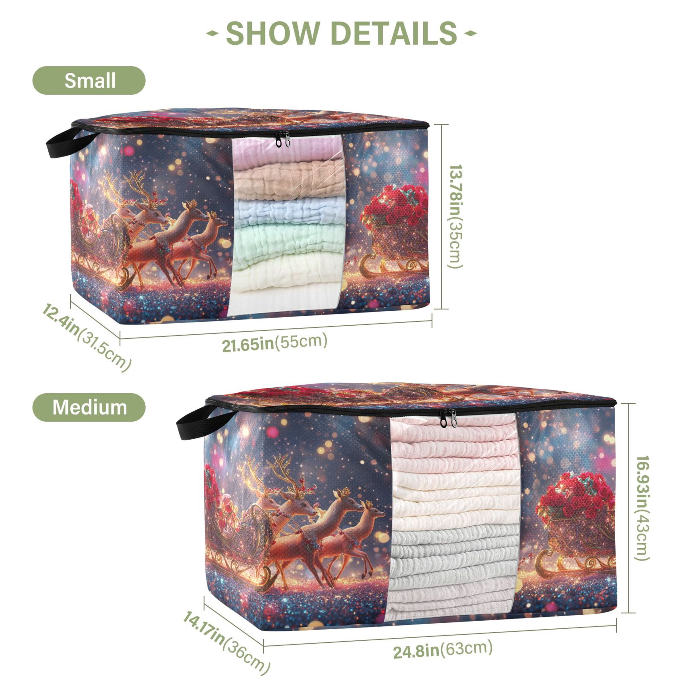 BZSMCE Under Bed Storage Bags With Reinforced Handles Decorative Sleigh ...
