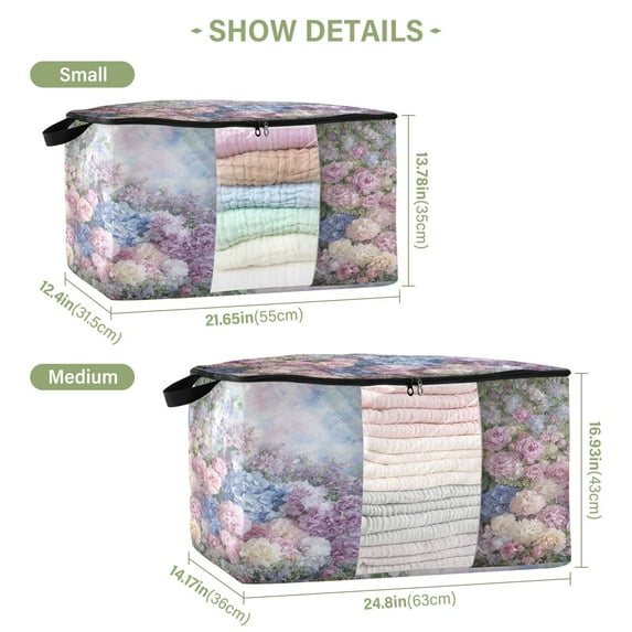 BZSMCE Under Bed Storage Bags With Reinforced Handles Floral Painting ...