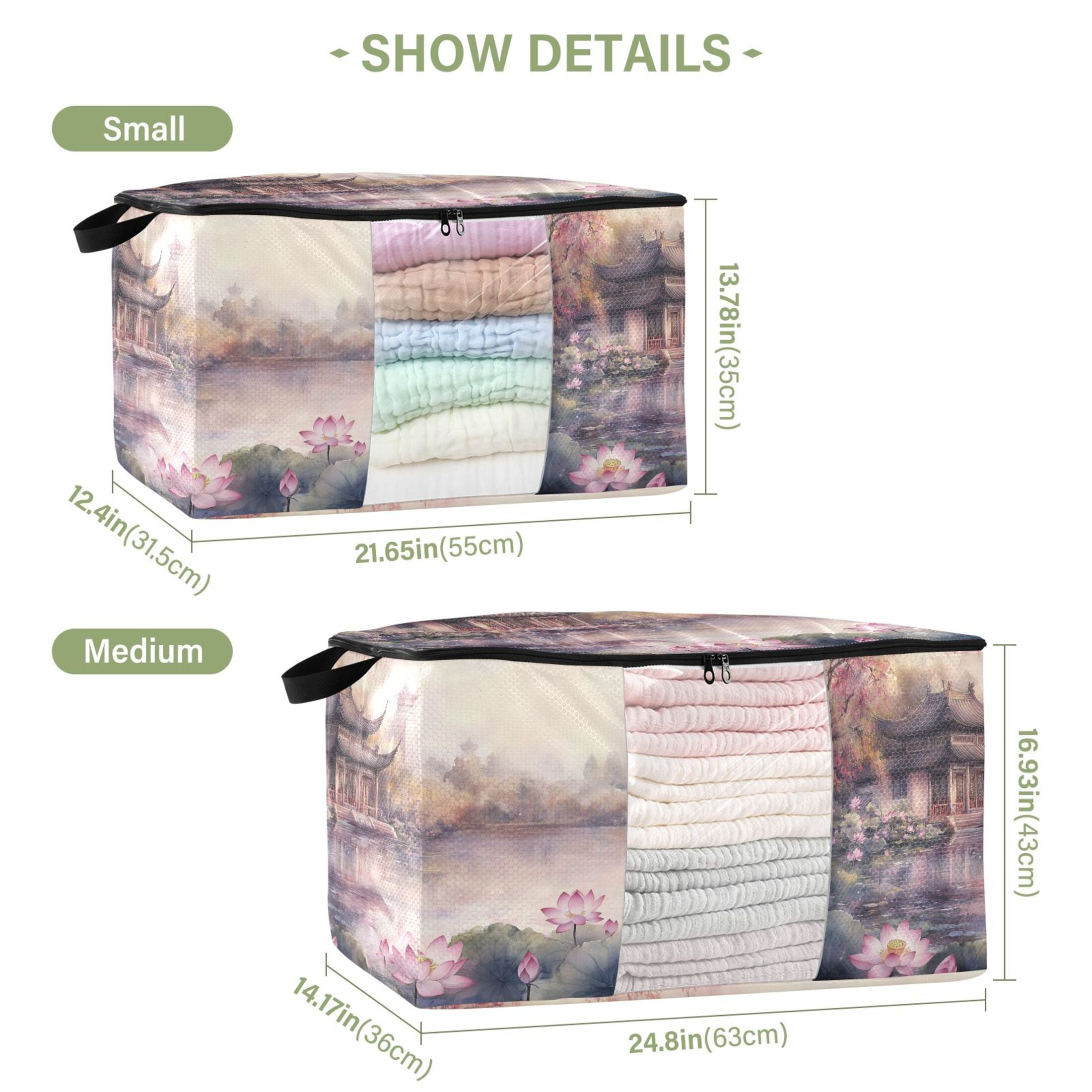 BZSMCE Under Bed Storage Bags With Reinforced Handles Pavilion Lotus ...