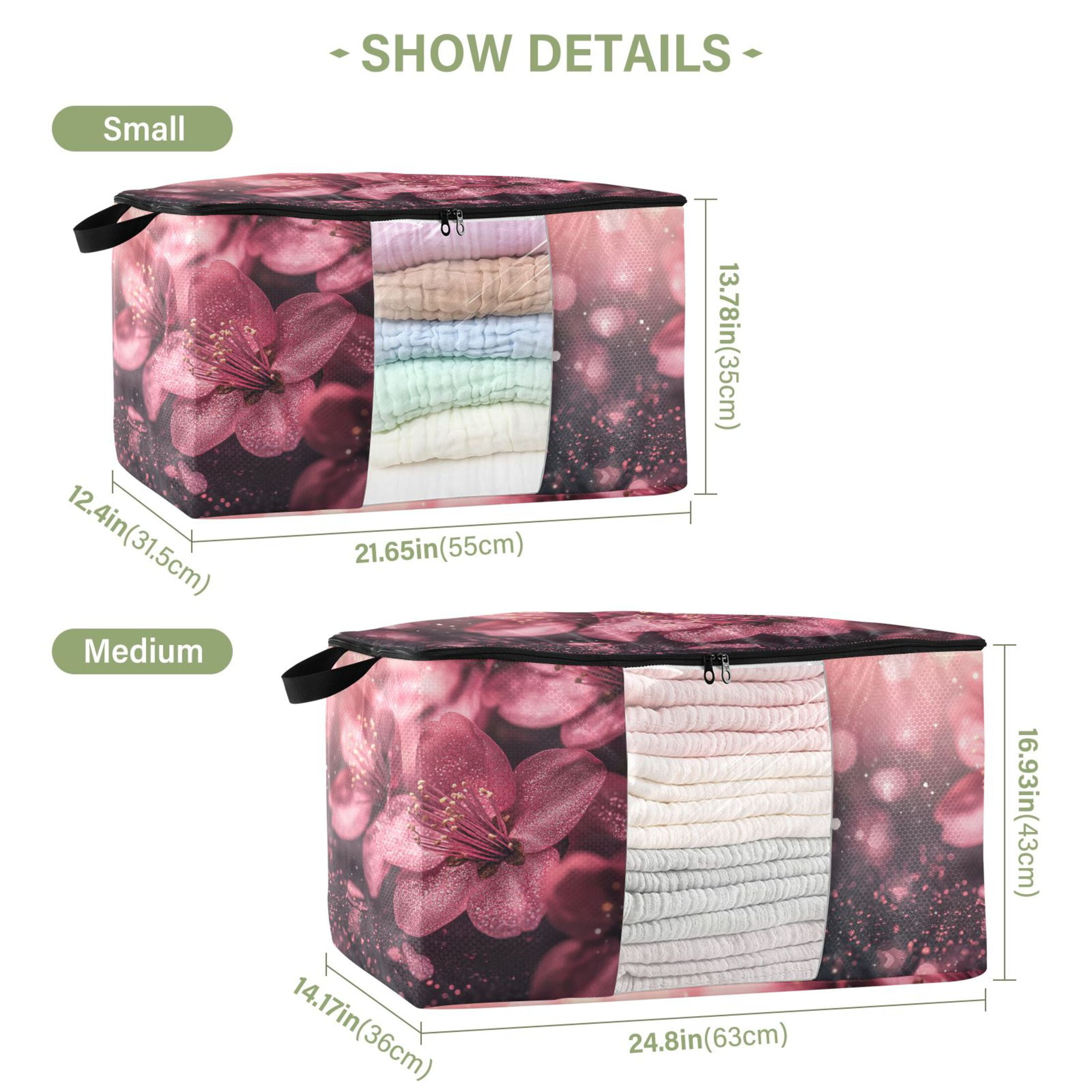 BZSMCE Under Bed Storage Bags With Reinforced Handles Pink Glittery ...