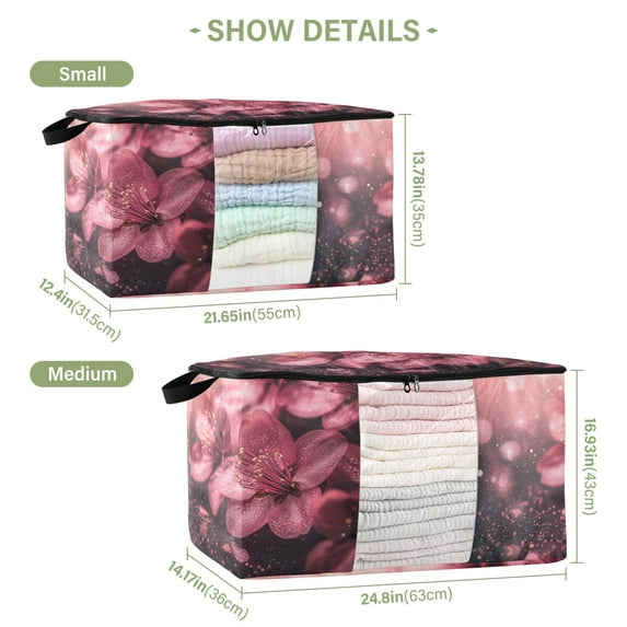 BZSMCE Under Bed Storage Bags With Reinforced Handles Pink Glittery ...