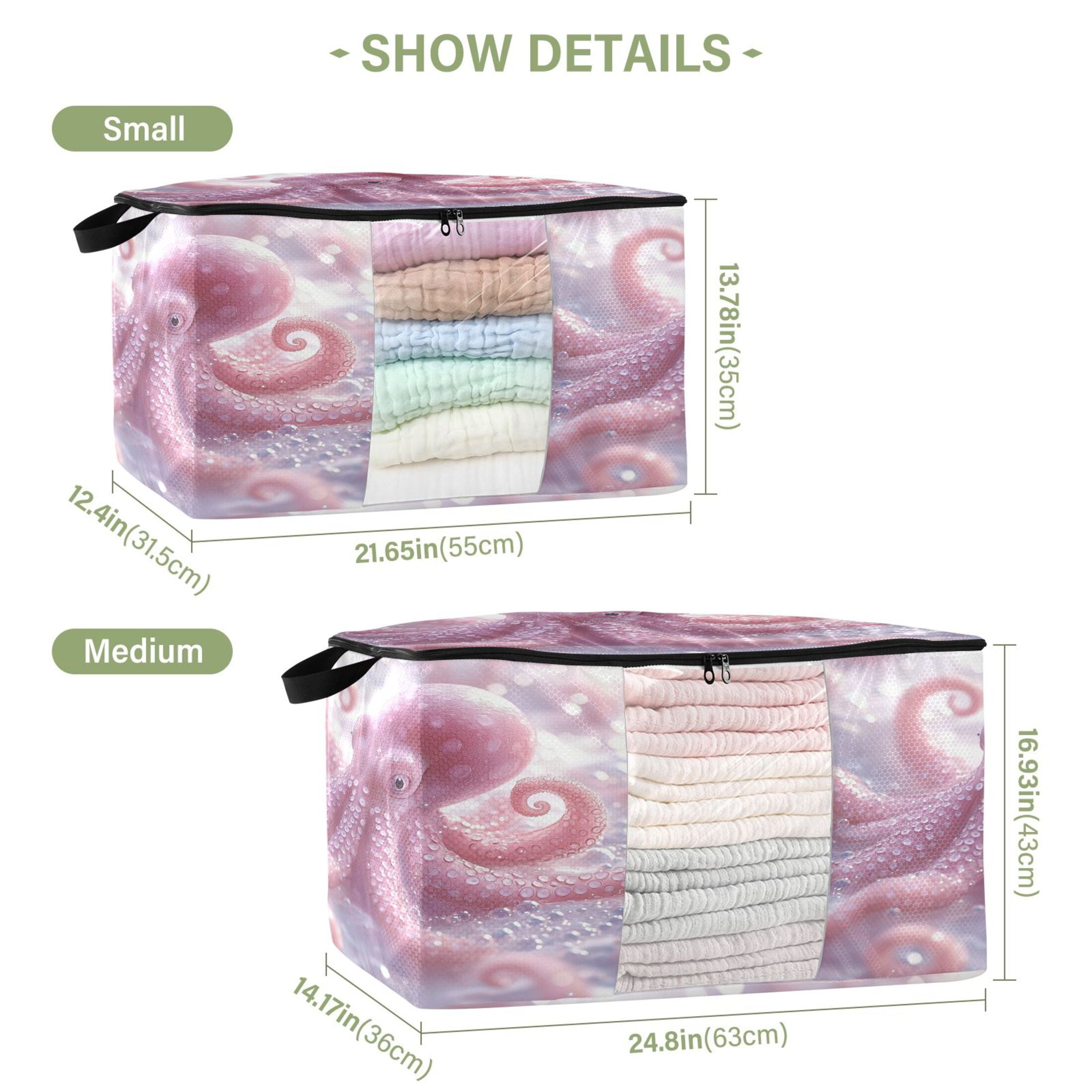 BZSMCE Under Bed Storage Bags With Reinforced Handles Pink Octopuses ...