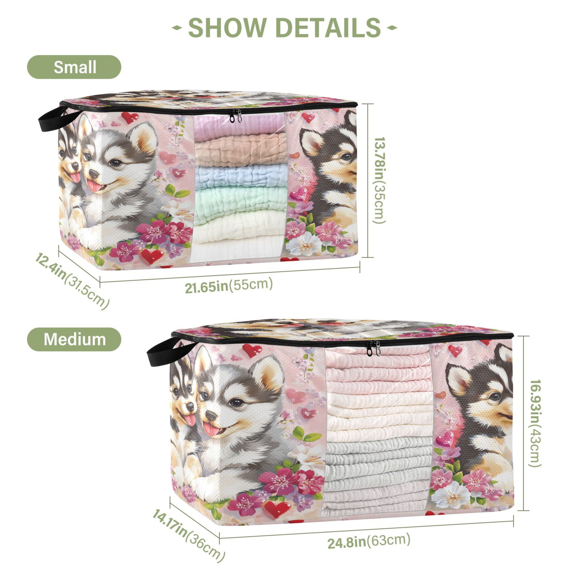 BZSMCE Under Bed Storage Bags With Reinforced Handles Two Puppies ...