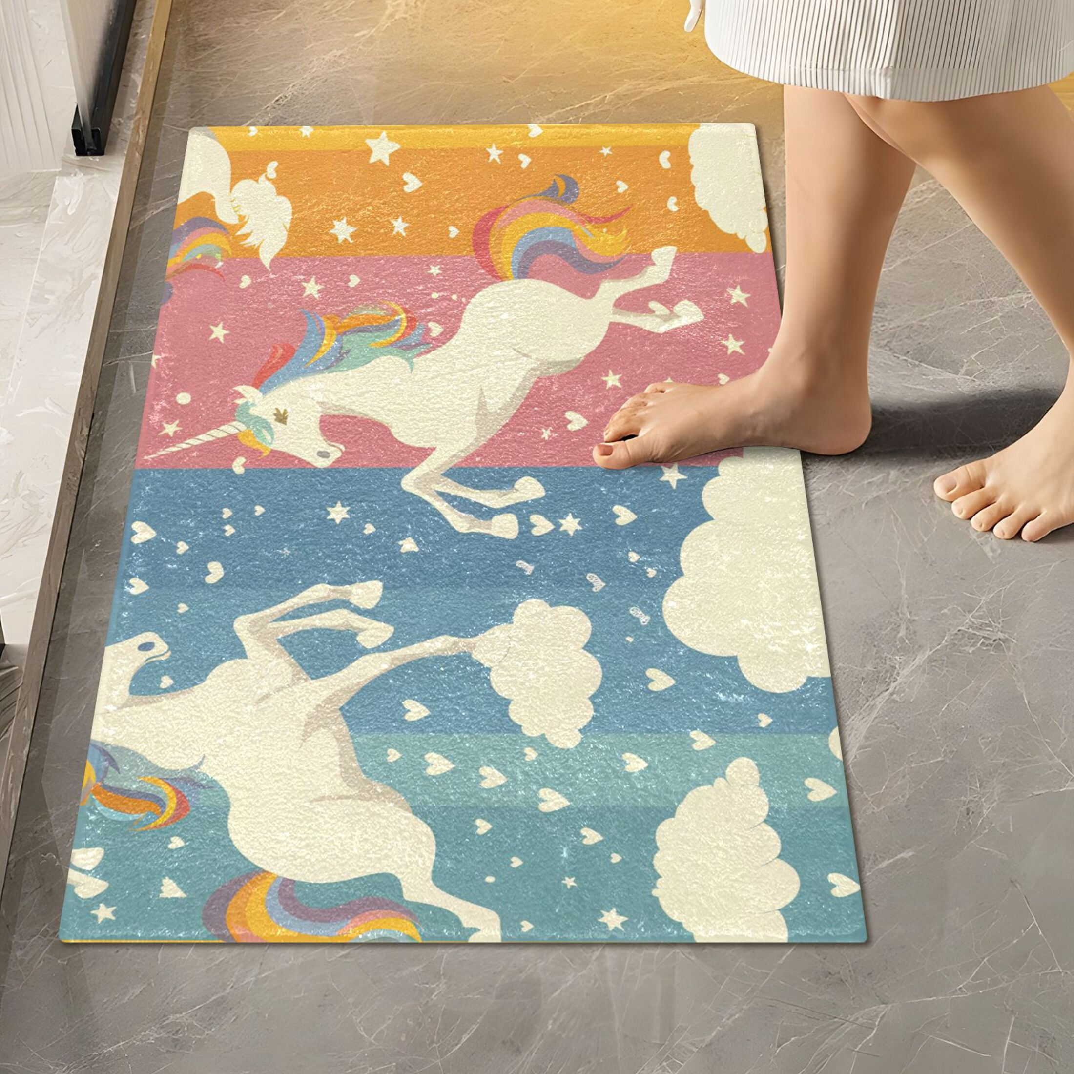 BZSMCE Unicorn Rainbow Wings Pattern Pattern 2-Piece Non-Slip Absorbent ...