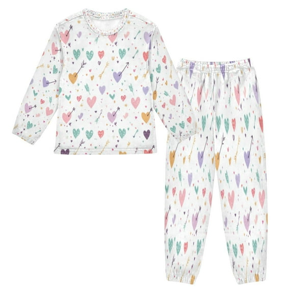 BZSMCE Unisex Fluffy Pajama Set Whimsical Heart Arrow Medley Printed ...