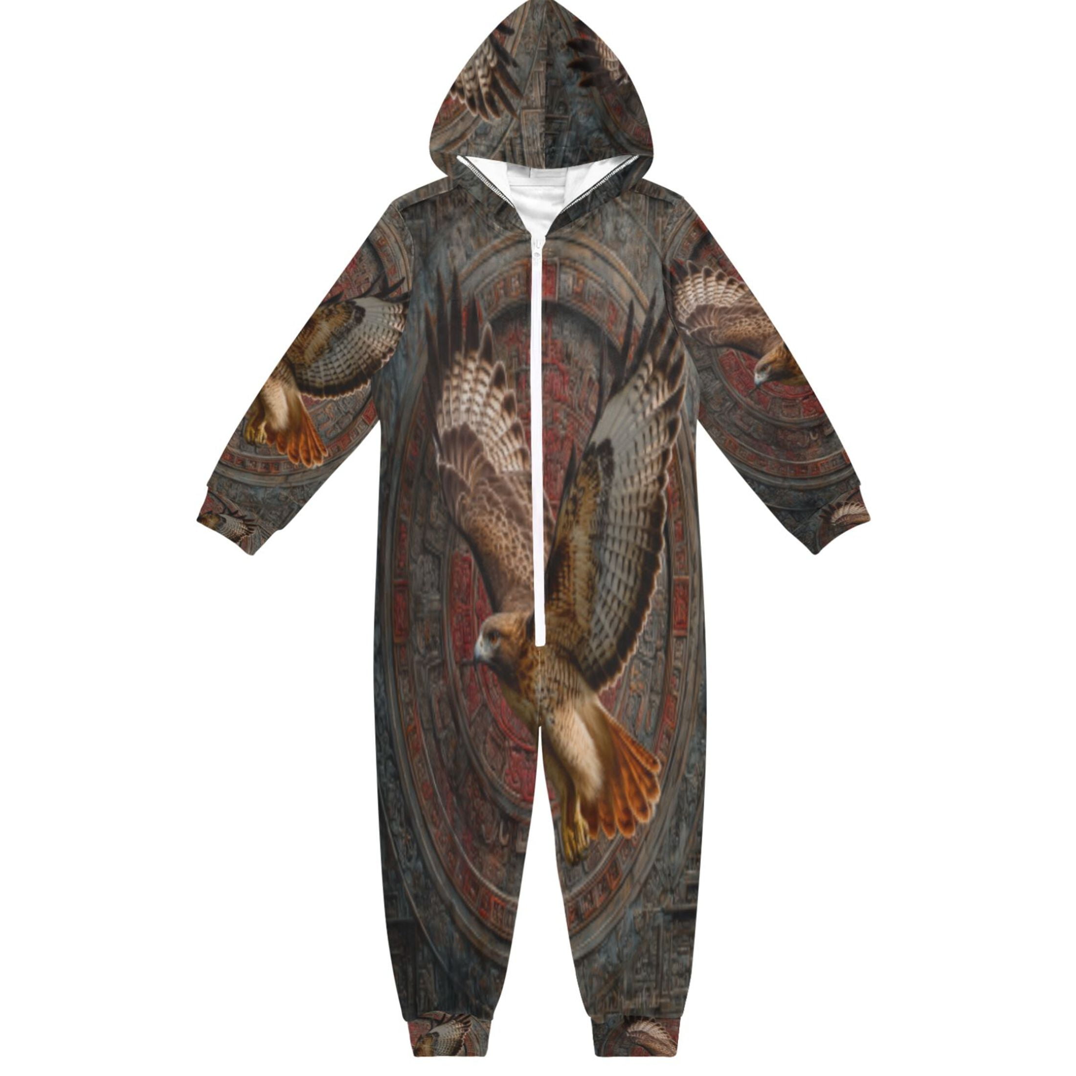 BZSMCE Unisex One-piece Pajama Cotton Sleepwear Eagle's Ancient Emblem ...