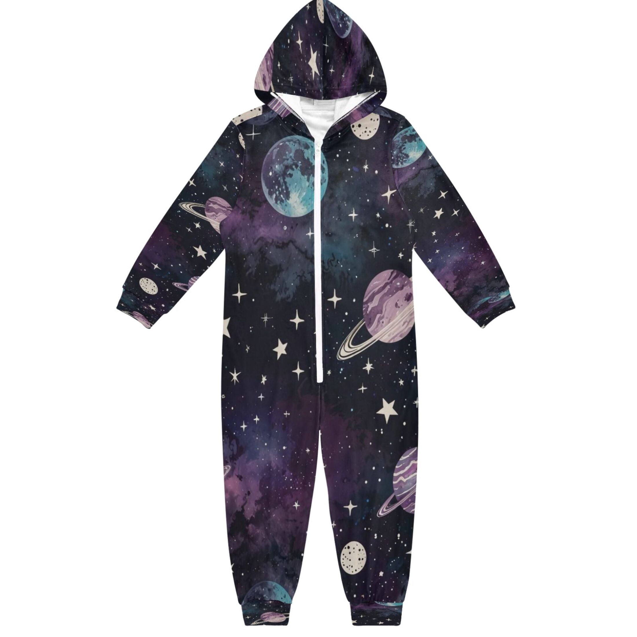 BZSMCE Unisex One-piece Pajama Cotton Sleepwear Night Sky Mosaic ...