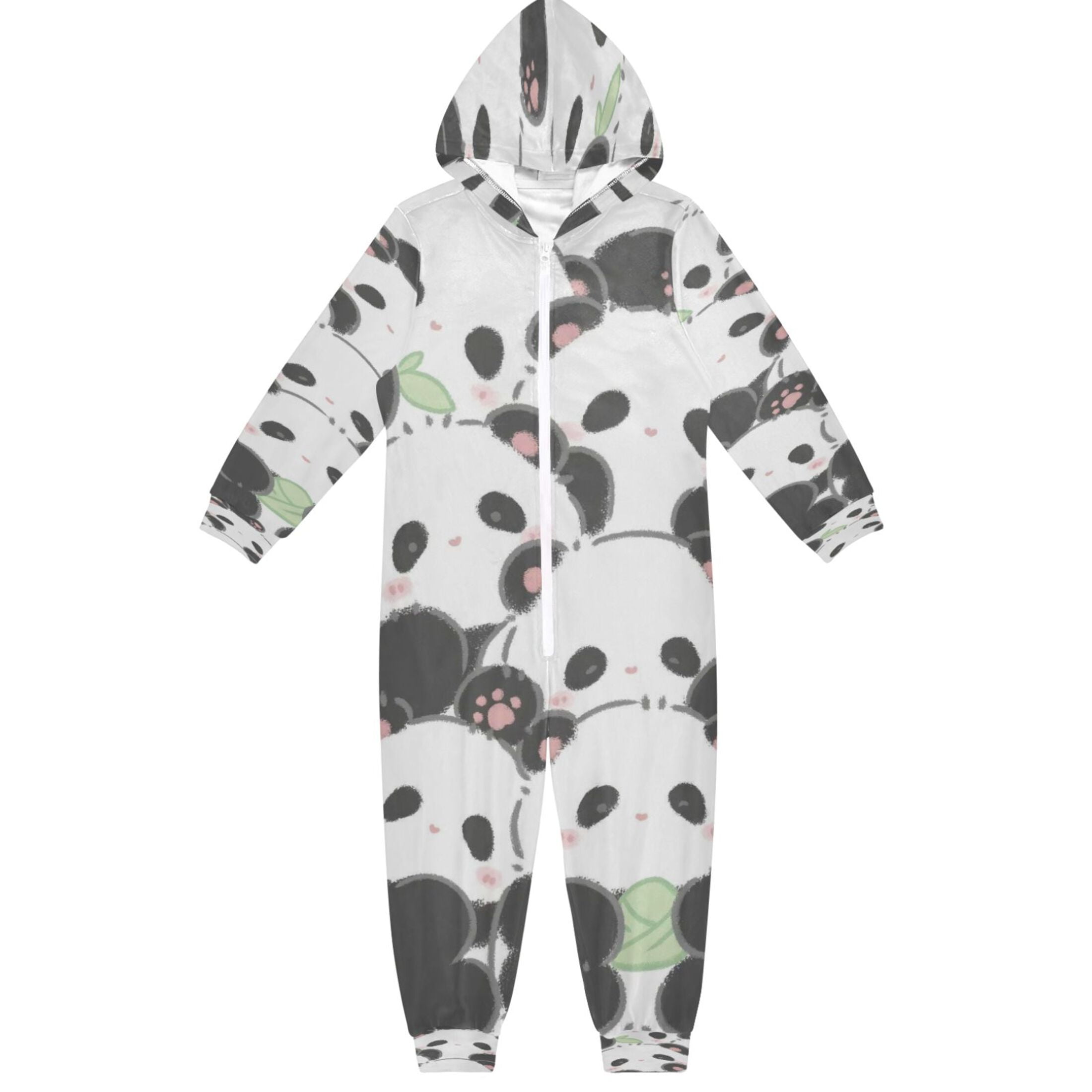 BZSMCE Unisex One-piece Pajama Cotton Sleepwear Panda Group Carnival ...