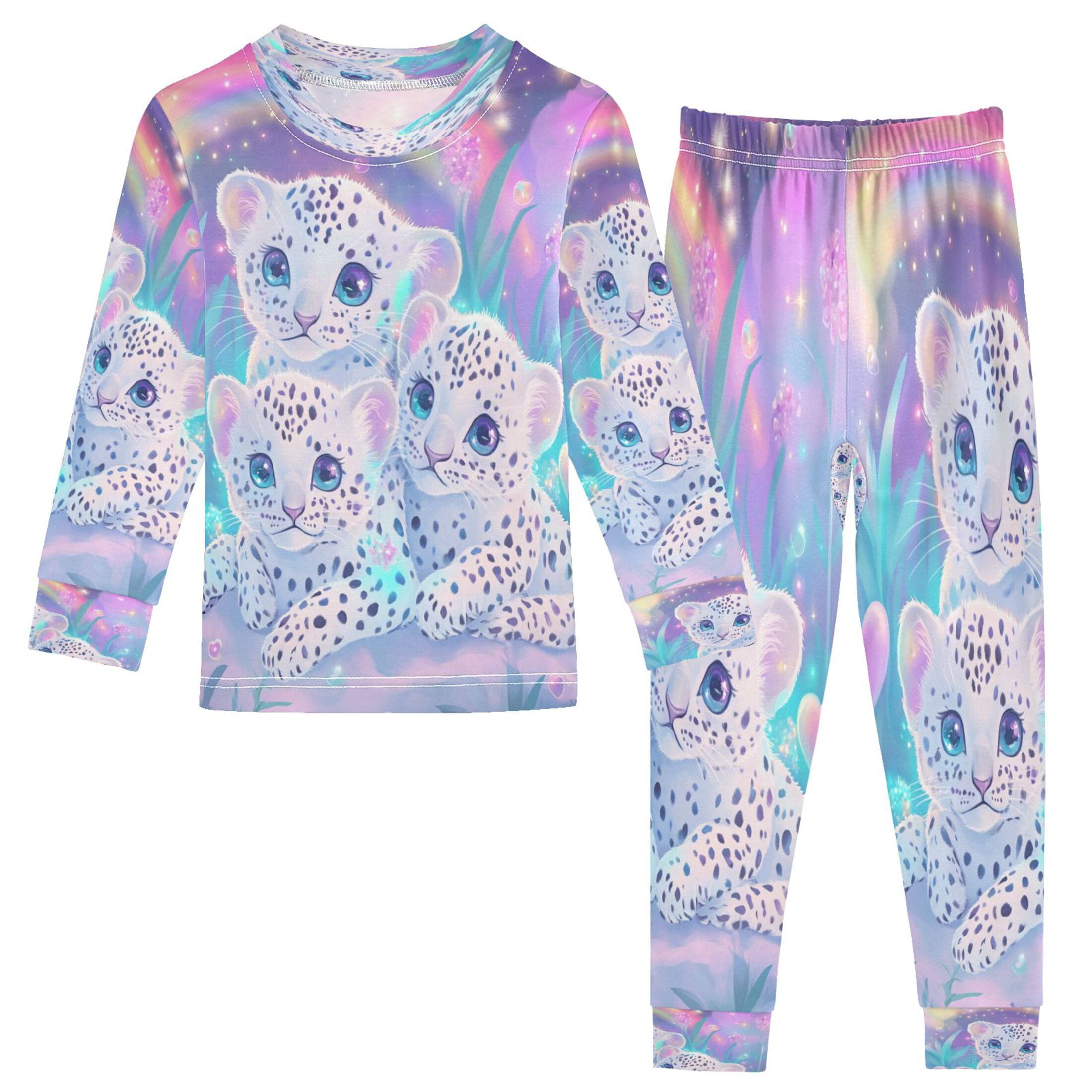 BZSMCE Unisex Pajama Set Snug-Fit Cotton Sleepwear Leopard Trio under ...