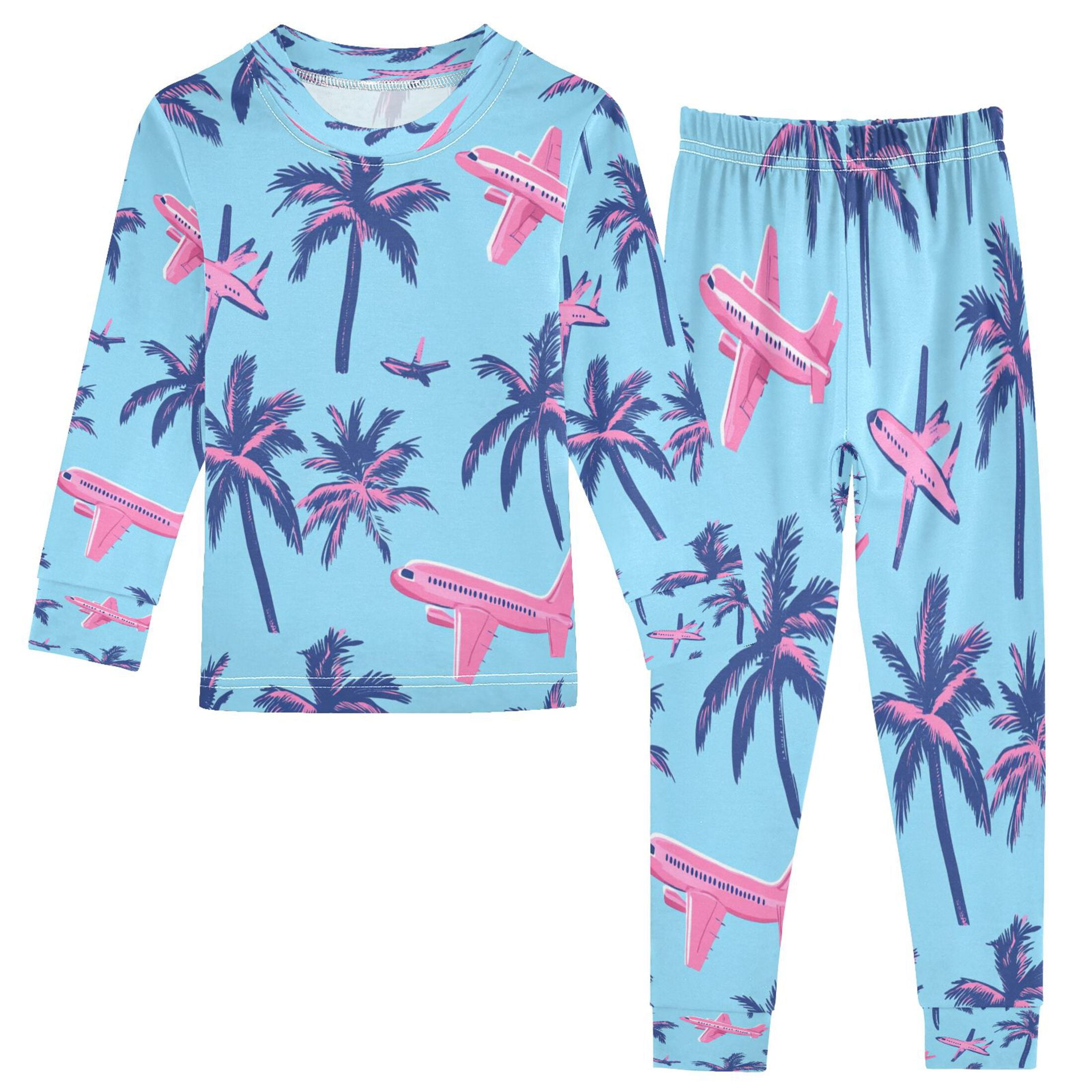 BZSMCE Unisex Pajama Set Snug-Fit Cotton Sleepwear Skies with Planes ...