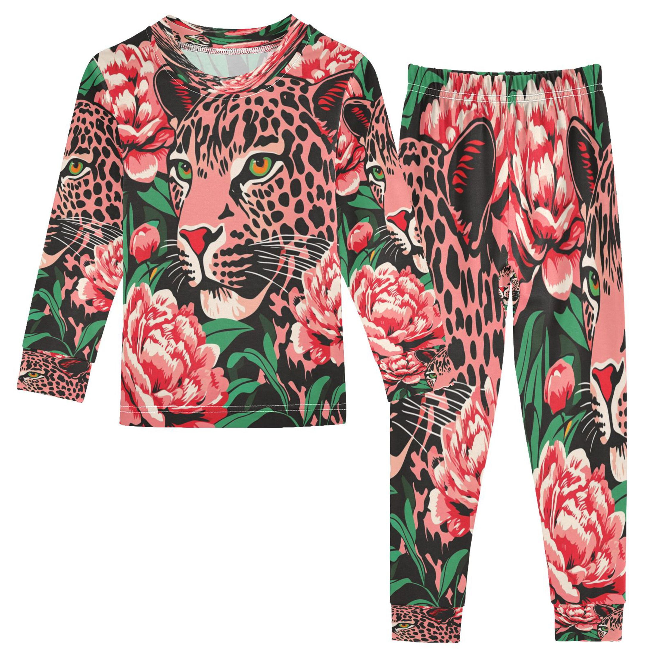 BZSMCE Unisex Pajama Set Snug-Fit Cotton Sleepwear The Leaping Leopard ...
