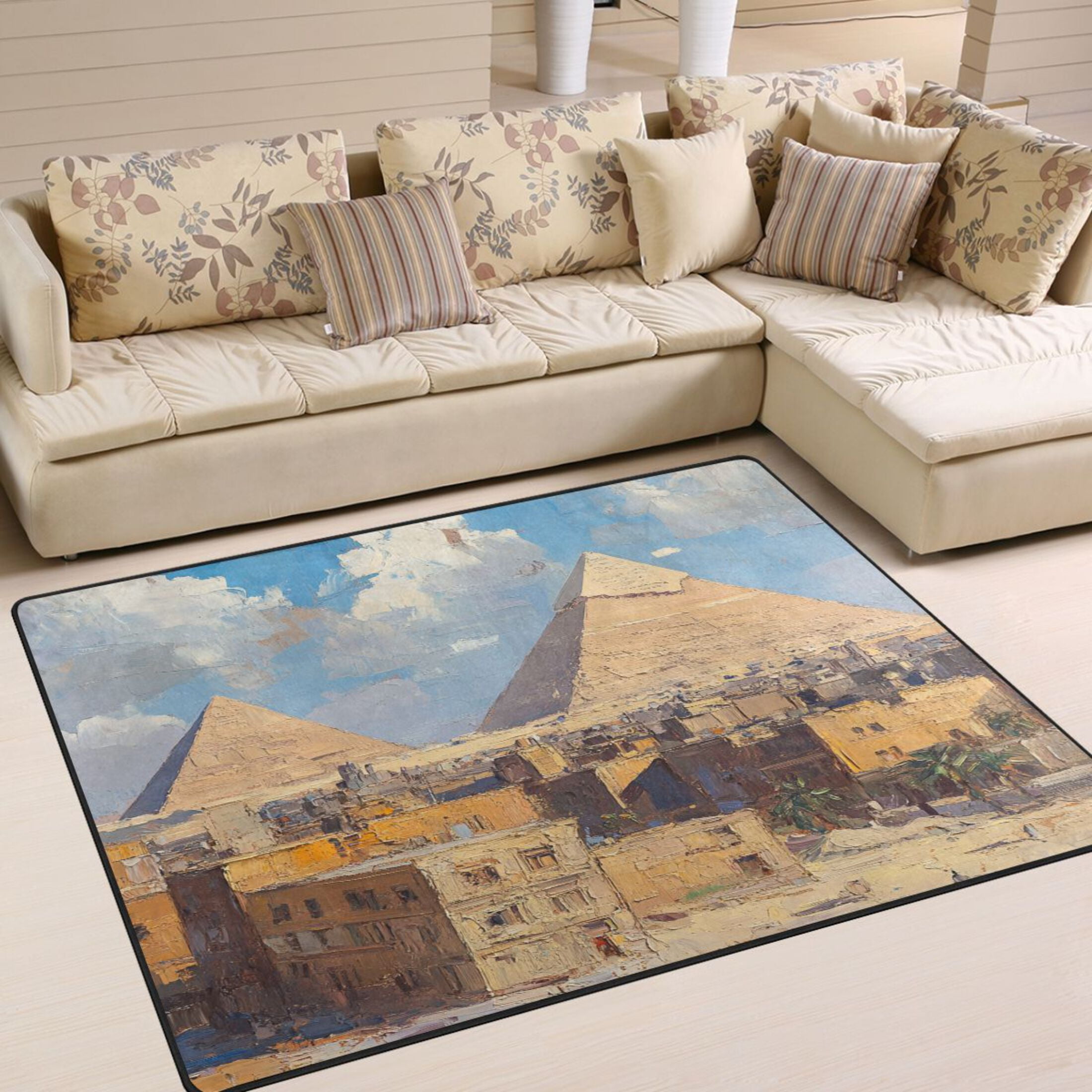 BZSMCE Vintage Area Rugs Amels and Small Buildings Creative Area For ...