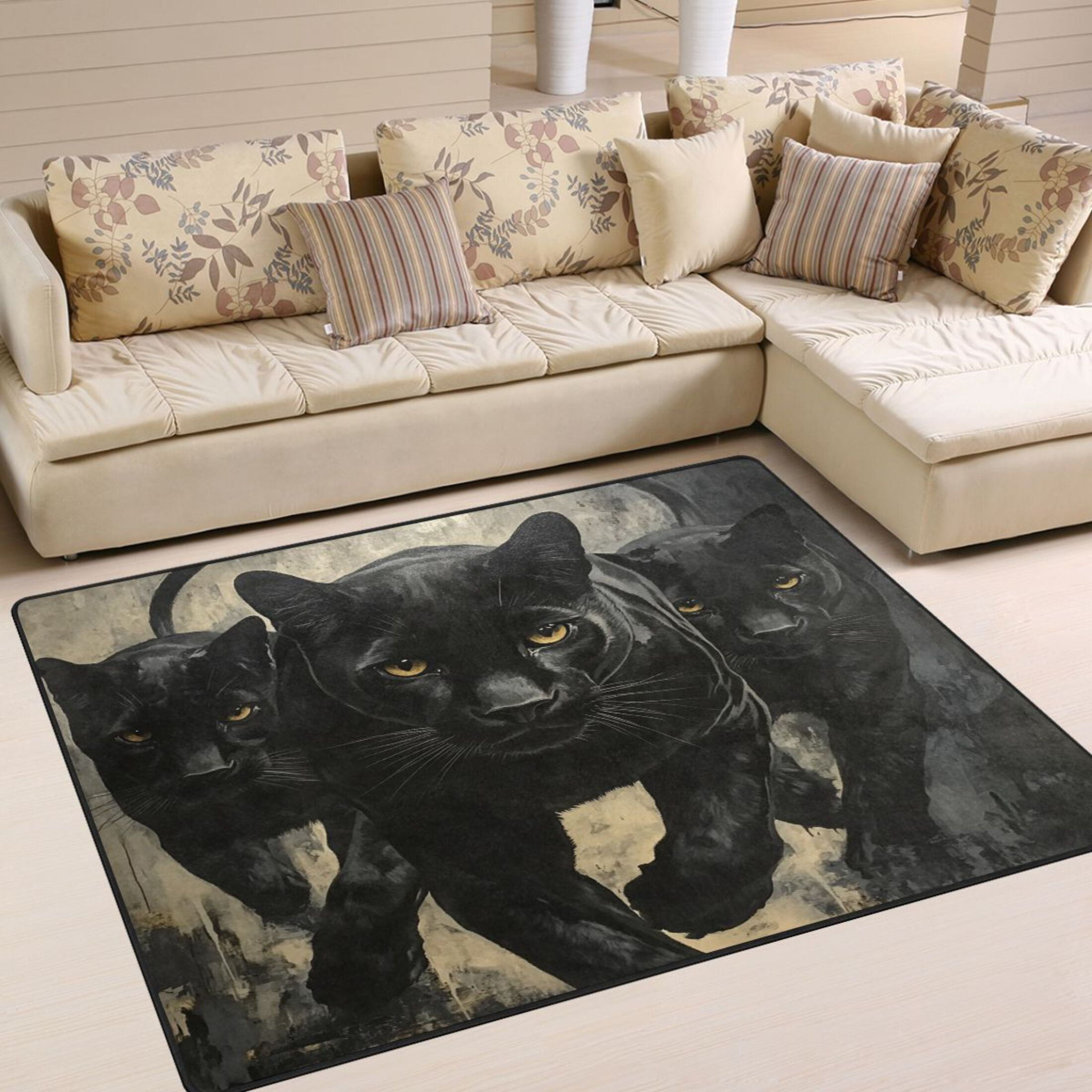 BZSMCE Vintage Area Rugs Black Panthers Painting Creative Area For Home ...