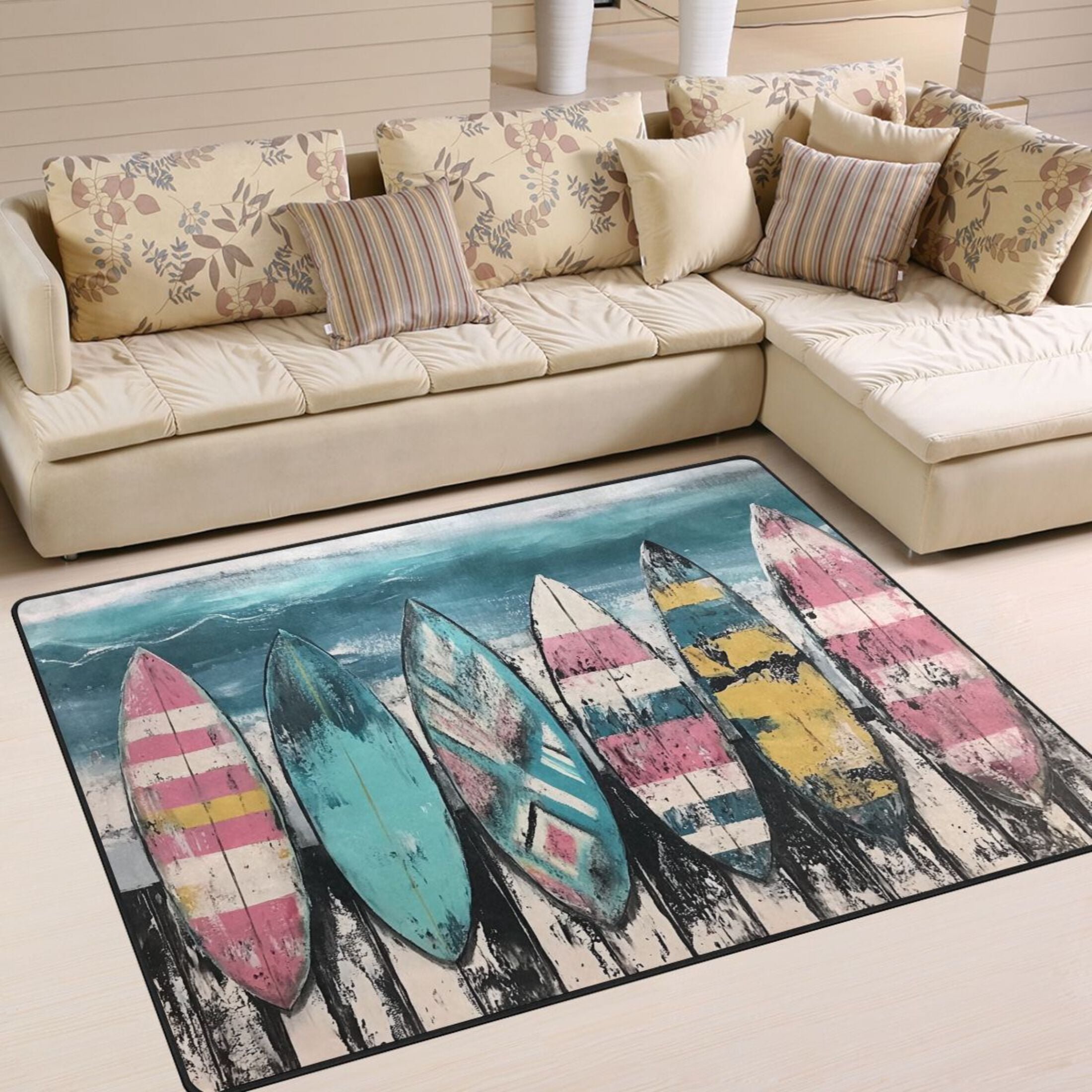 BZSMCE Vintage Area Rugs Design Surfboard Painting Creative Area For ...