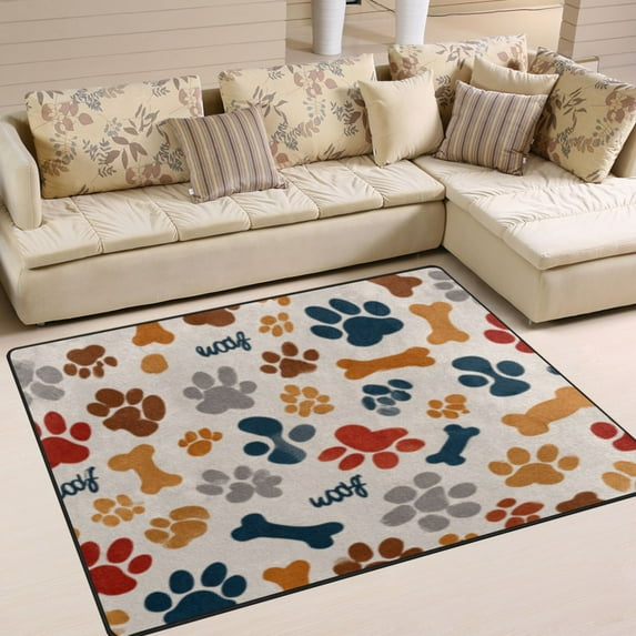 BZSMCE Vintage Area Rugs Earthy Paw Bone Collage Creative Area For Home ...