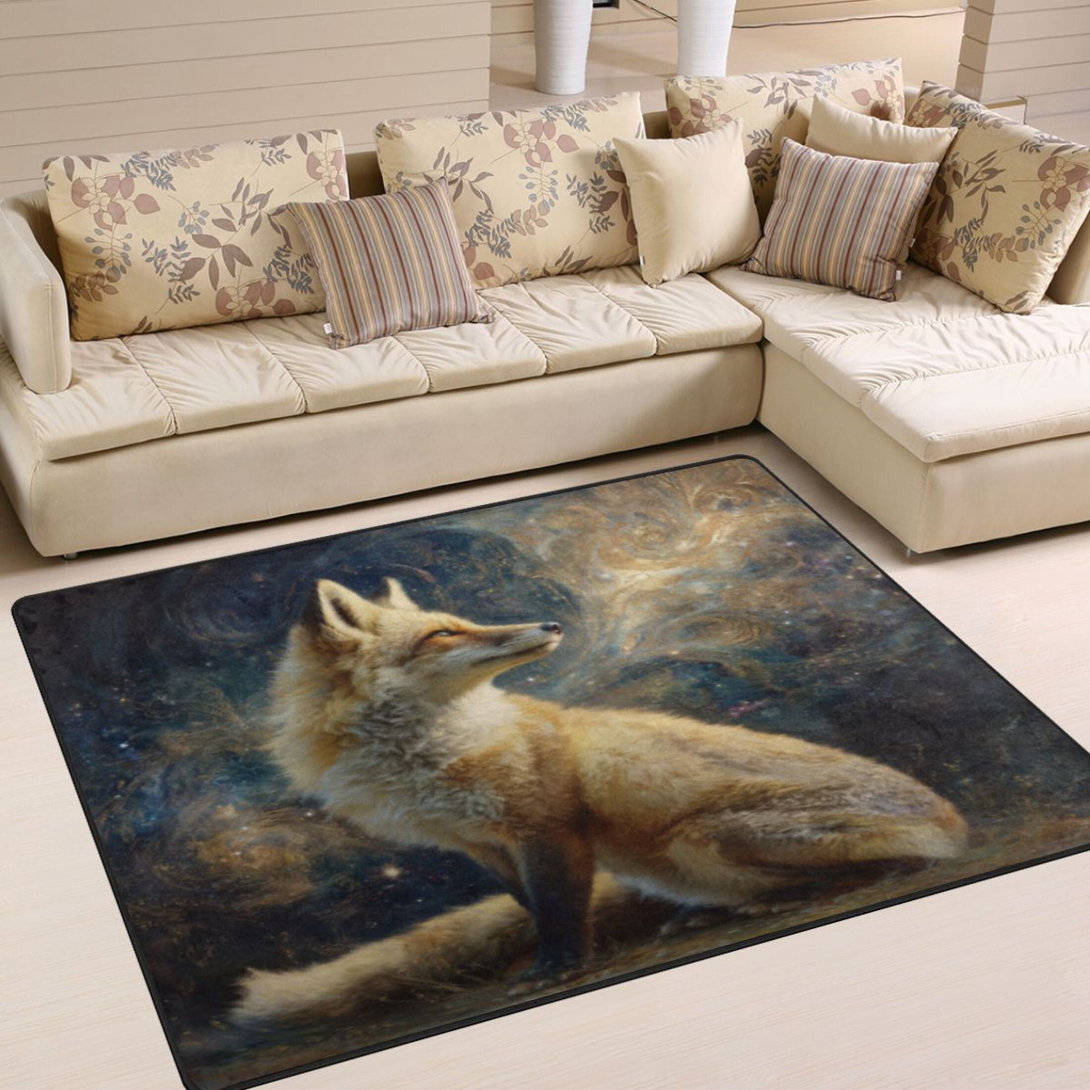 BZSMCE Vintage Area Rugs Ethereal Fox Reverie Creative Area For Home ...