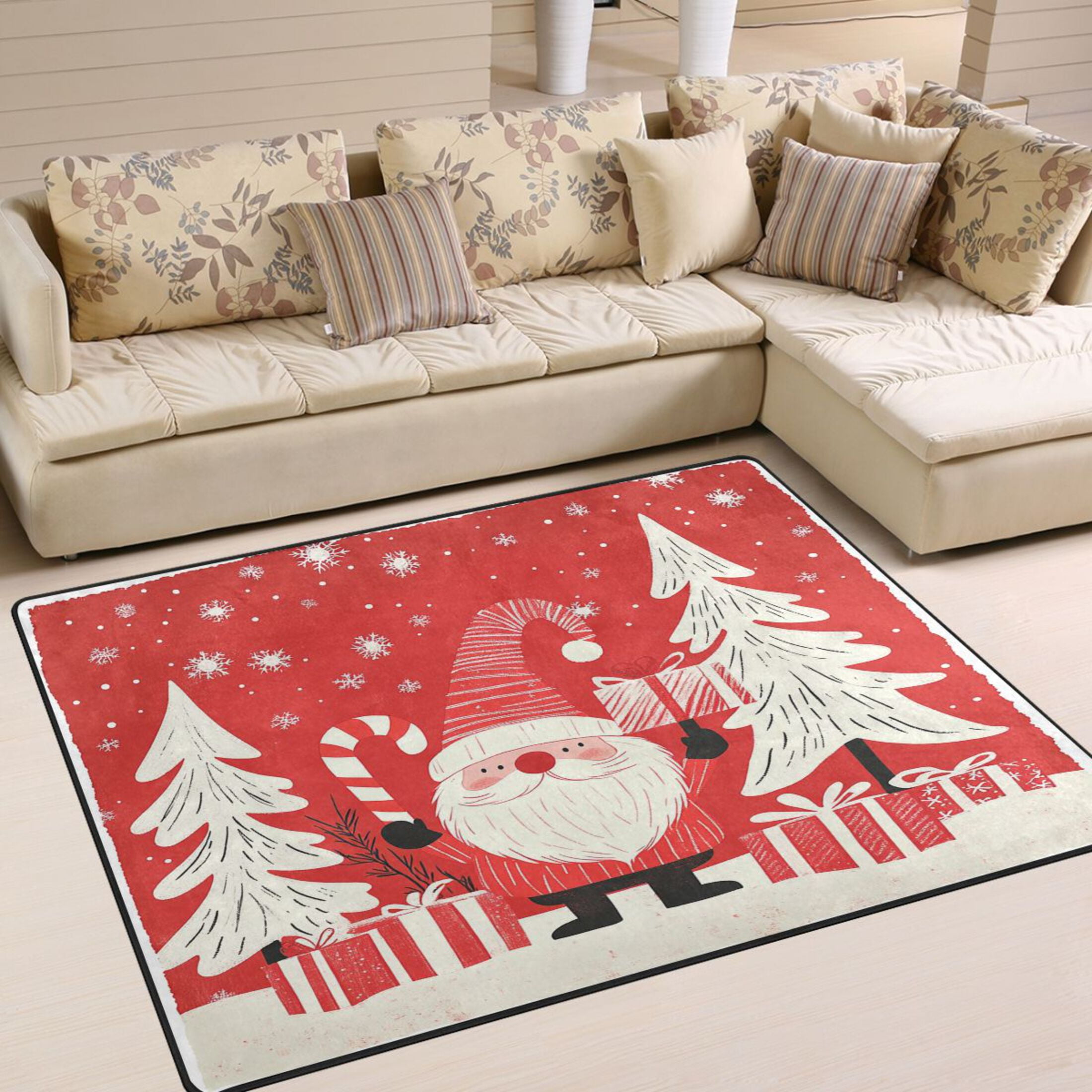 BZSMCE Vintage Area Rugs Humorous Santa Claus Creative Area For Home ...