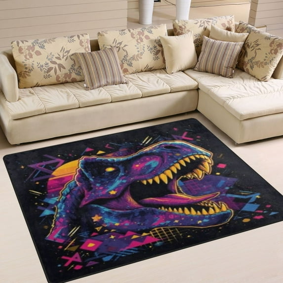 BZSMCE Vintage Area Rugs Sunset Cosmic T-rex Creative Area For Home ...