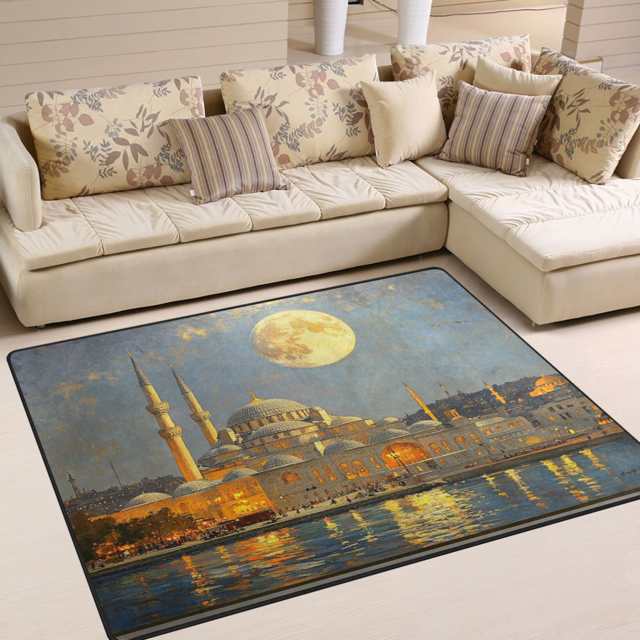BZSMCE Vintage Area Rugs The Castle by Night Creative Area For Home ...