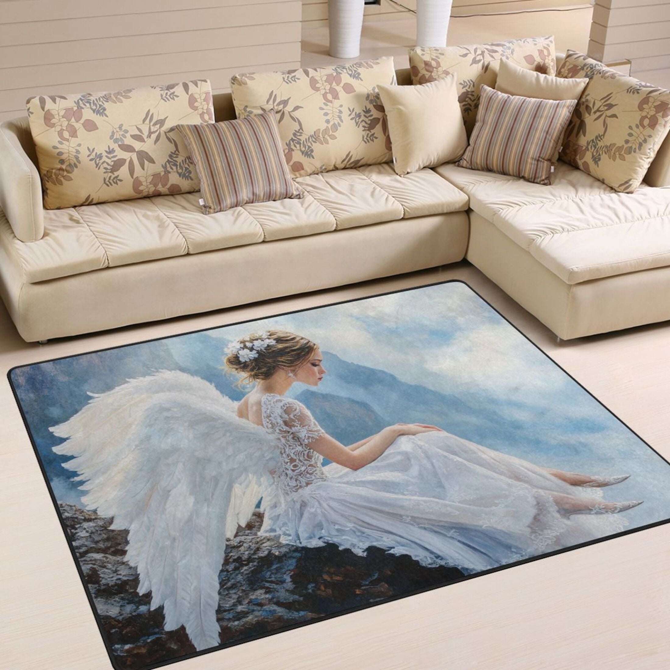 BZSMCE Vintage Area Rugs White Angel Creative Area For Home - Walmart.com