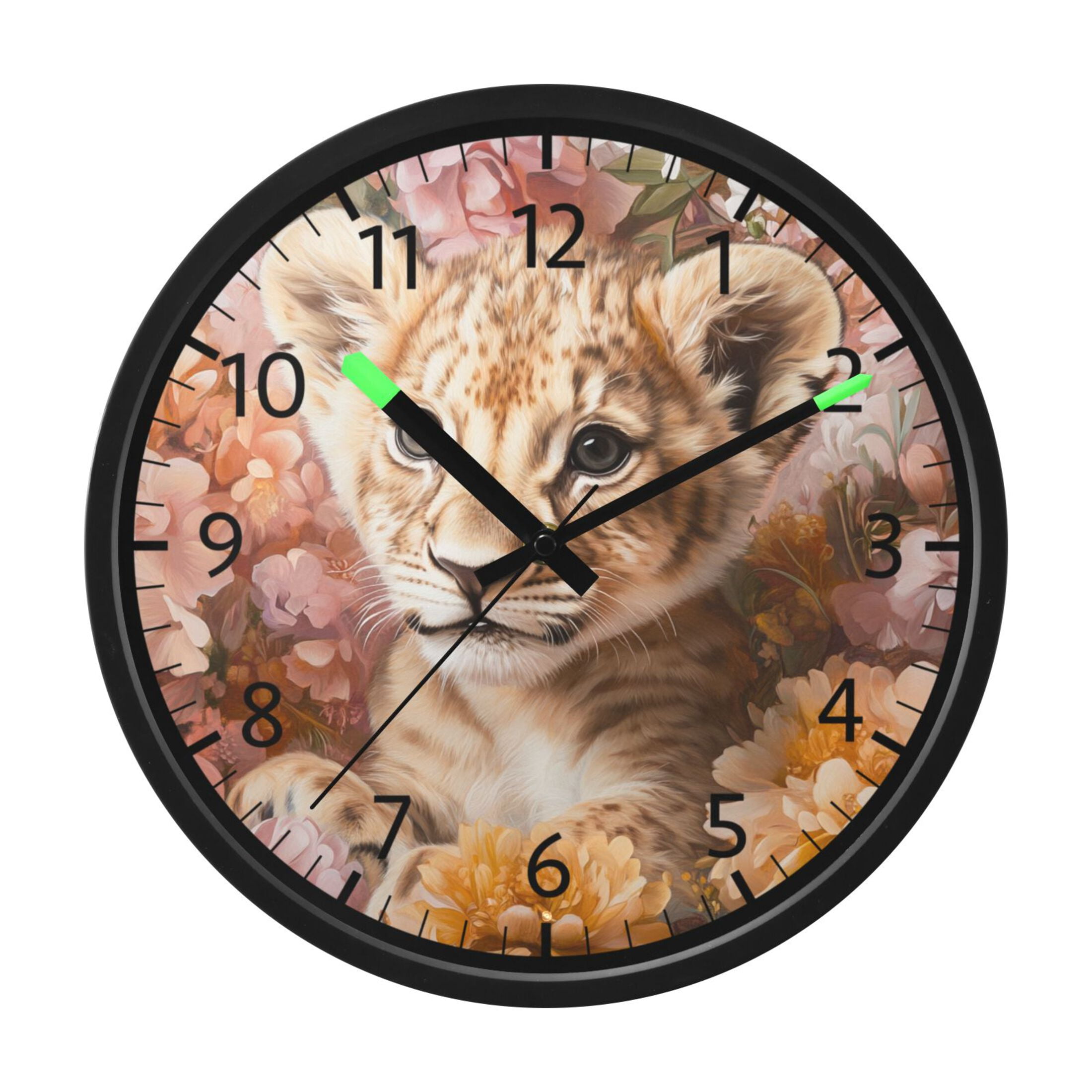 BZSMCE Voice Activated LED Night 12in Clock with Cub in Bloom Pattern ...