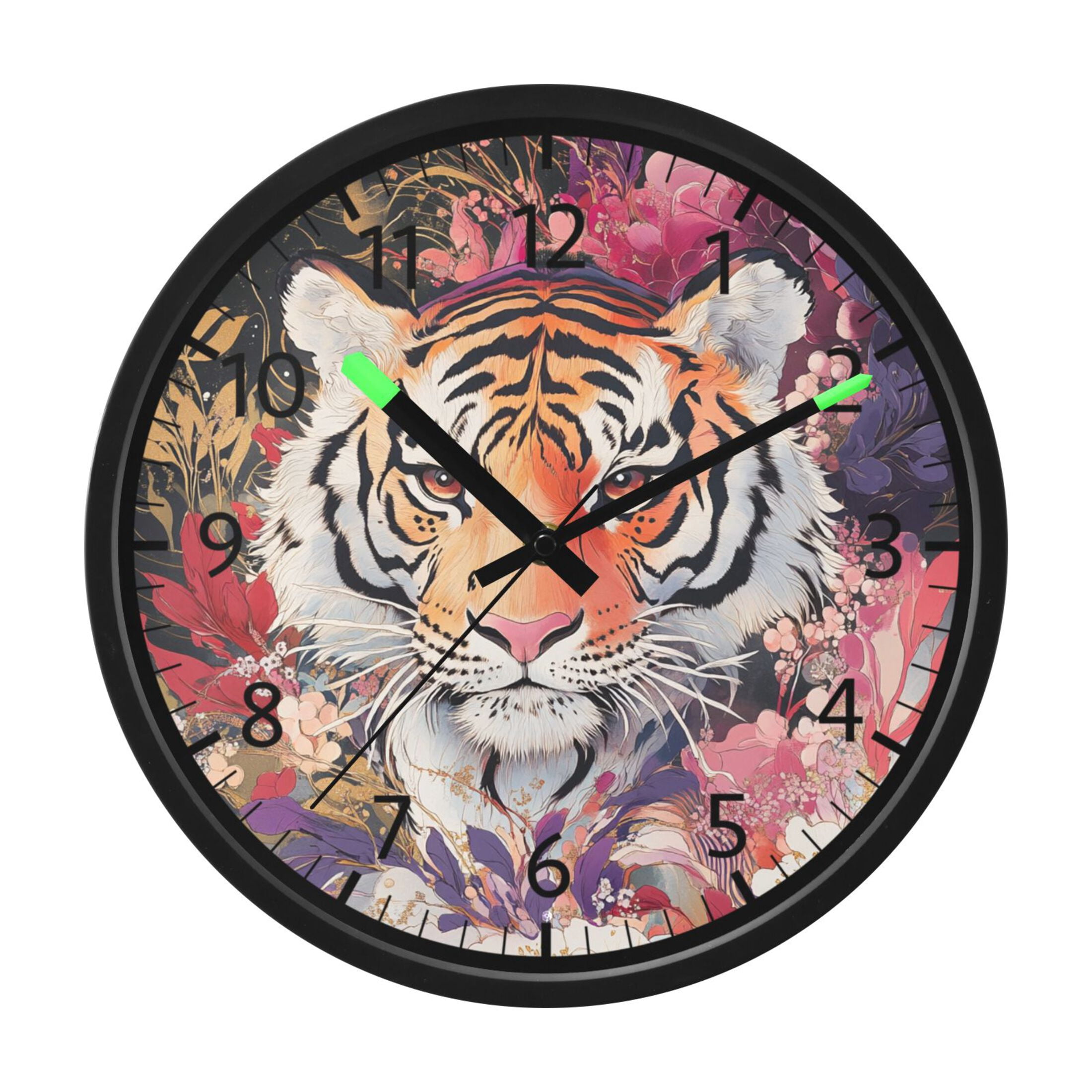 BZSMCE Voice Activated LED Night 12in Clock with Fiery Elegance Pattern ...