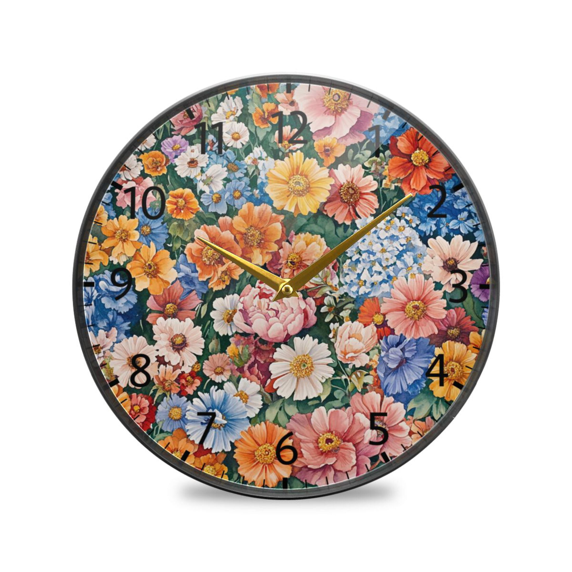 BZSMCE Wall Clock Acrylic Size：9.5*9.5in/11.9*11.9in Colorful Floral ...