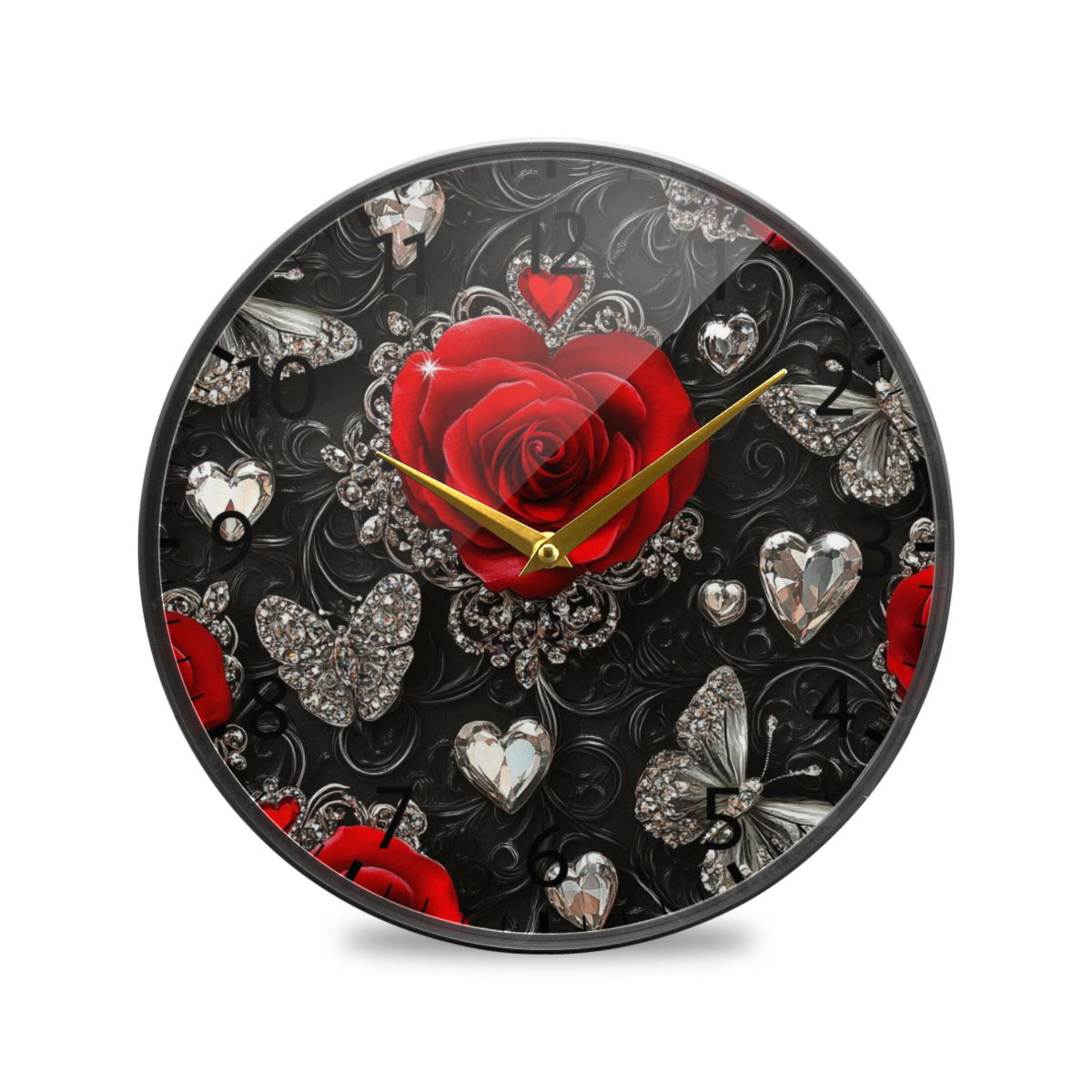 BZSMCE Wall Clock Acrylic Size：9.5*9.5in/11.9*11.9in Crimson Elegance ...