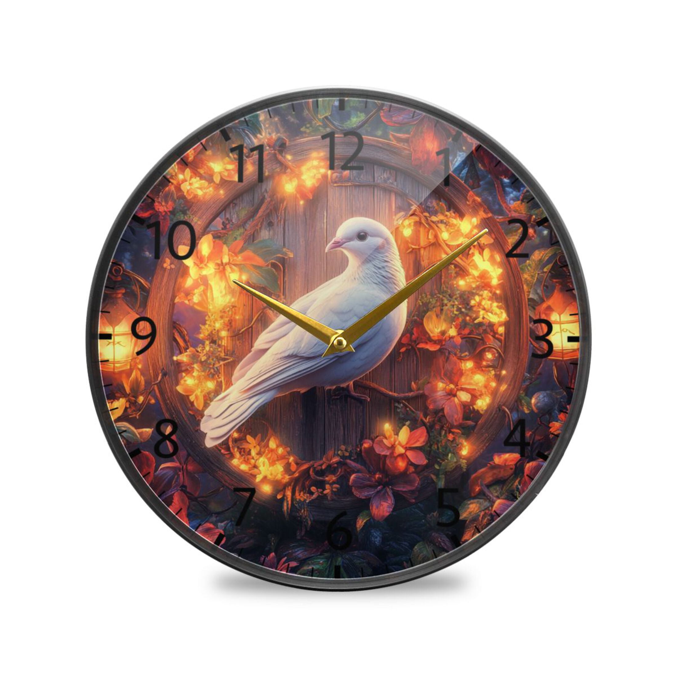 BZSMCE Wall Clock Acrylic Size：9.5*9.5in/11.9*11.9in Dove Of Dreams ...