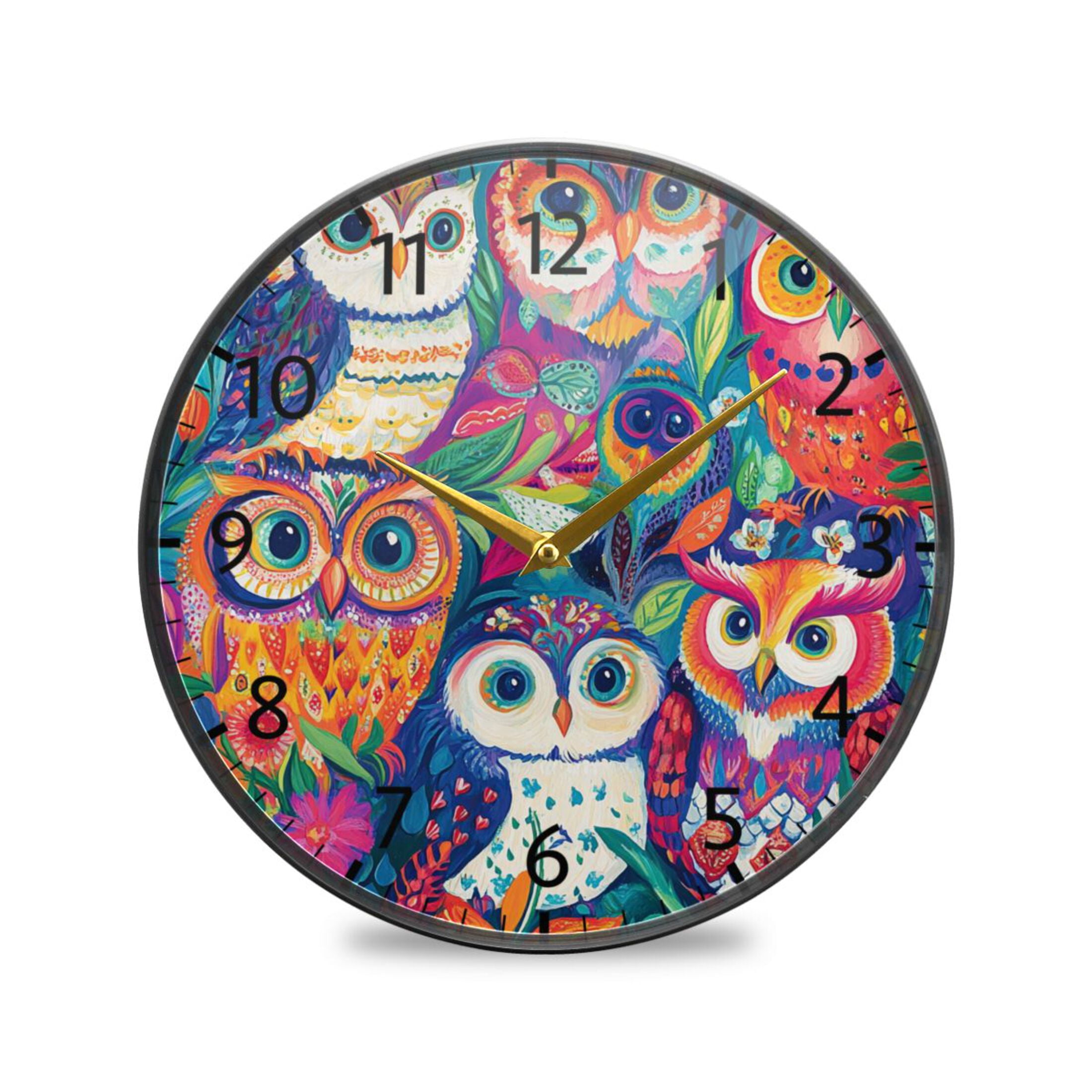 BZSMCE Wall Clock Acrylic Size：9.5*9.5in/11.9*11.9in Fantasy Owls ...